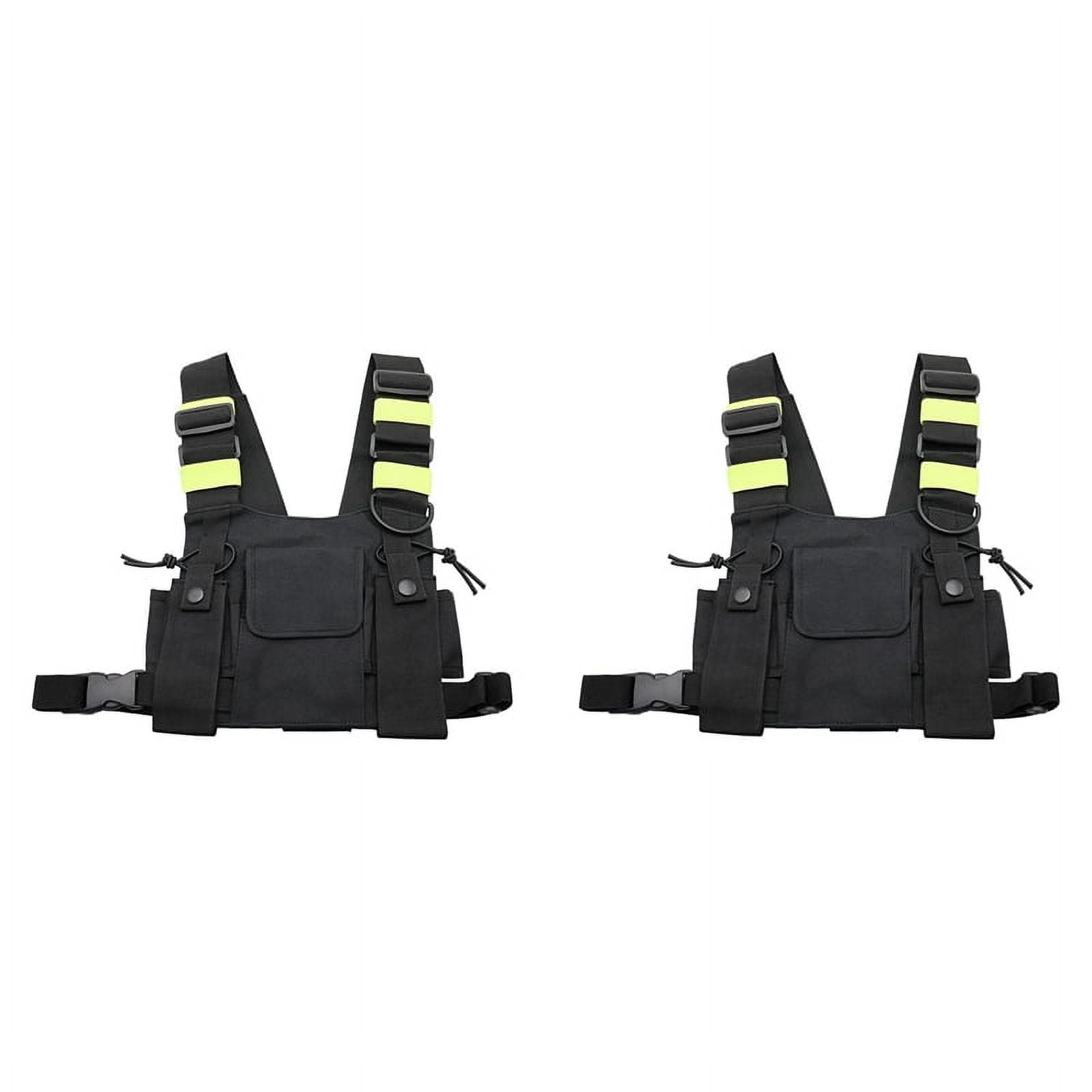 2X Walkie Talkie Double Chest Bag Radio Reflective Chest Harness Holder ...