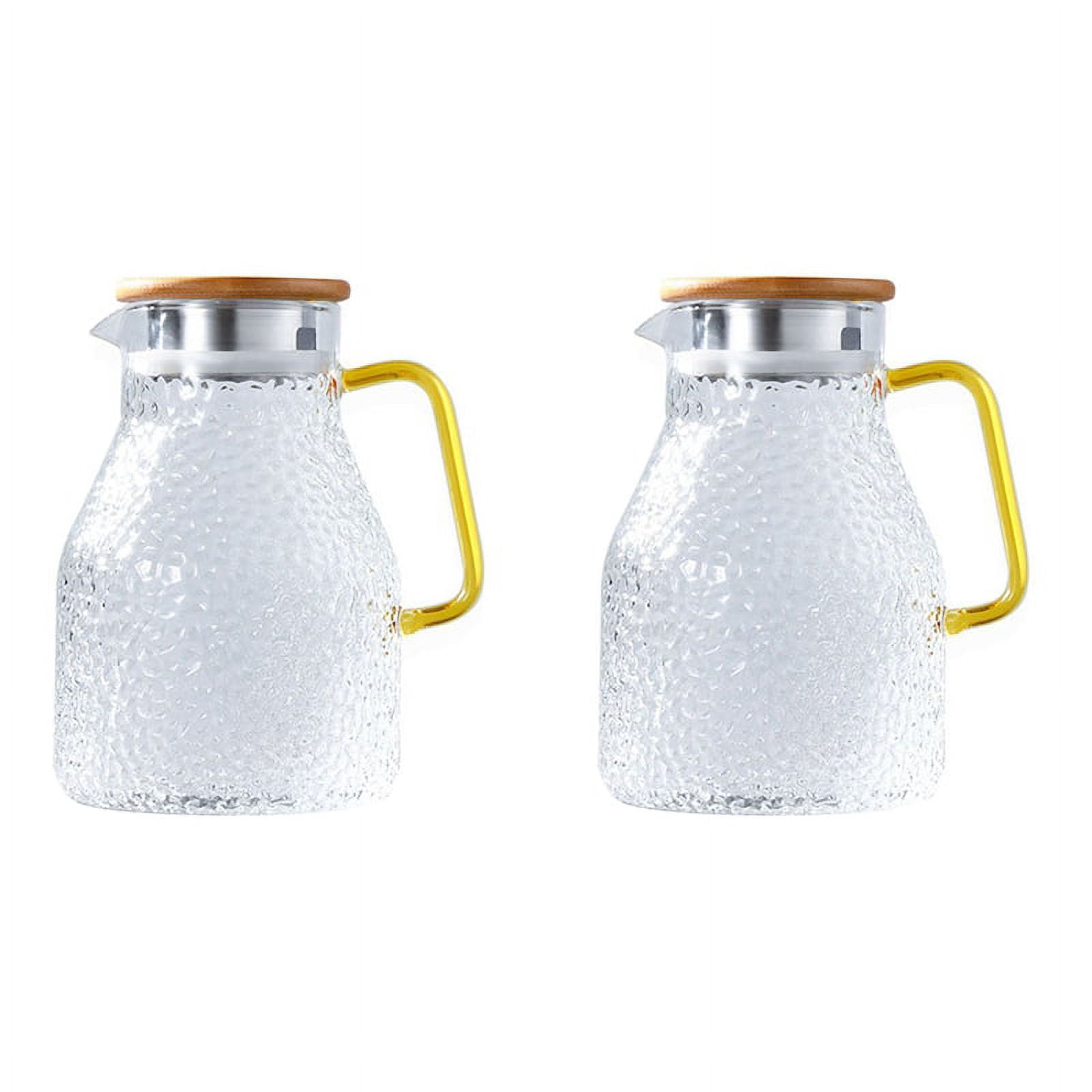 2X Water Pitcher Glass Water Pot 2000Ml Heat Water Jug and Glass Set ...