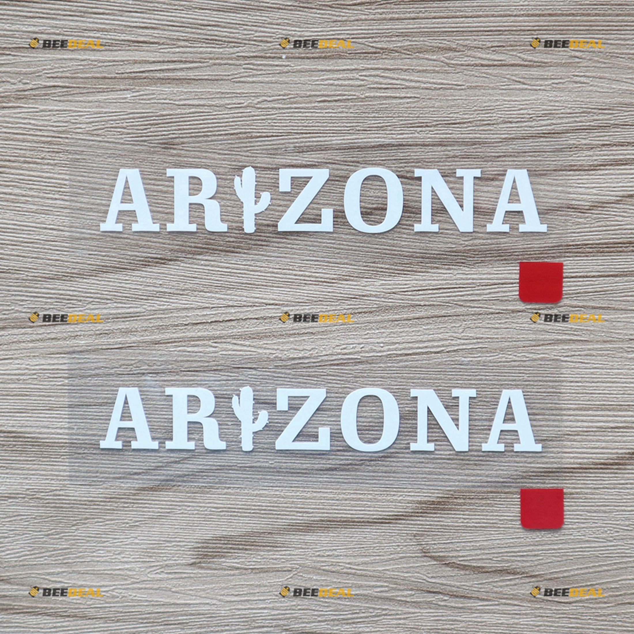 2X White 4 Inches Arizona State Word Cactus Decal Vinyl Sticker Car ...