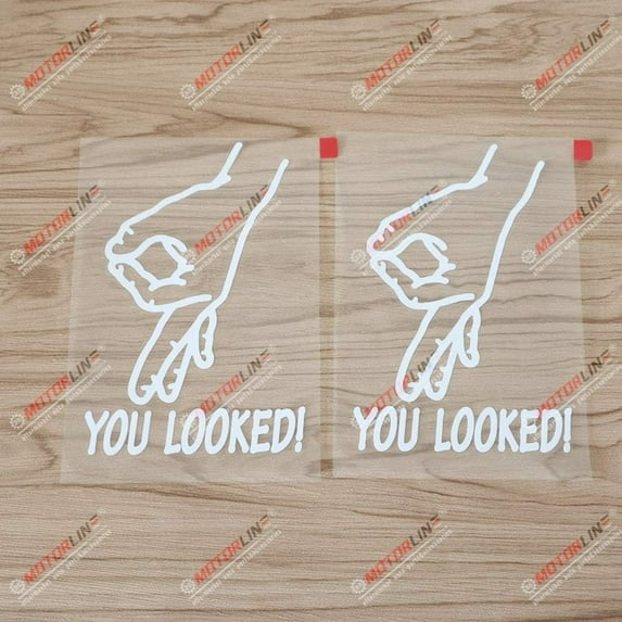 2X White 4" You Looked Decal Vinyl Sticker Car Computer Circle Game ...