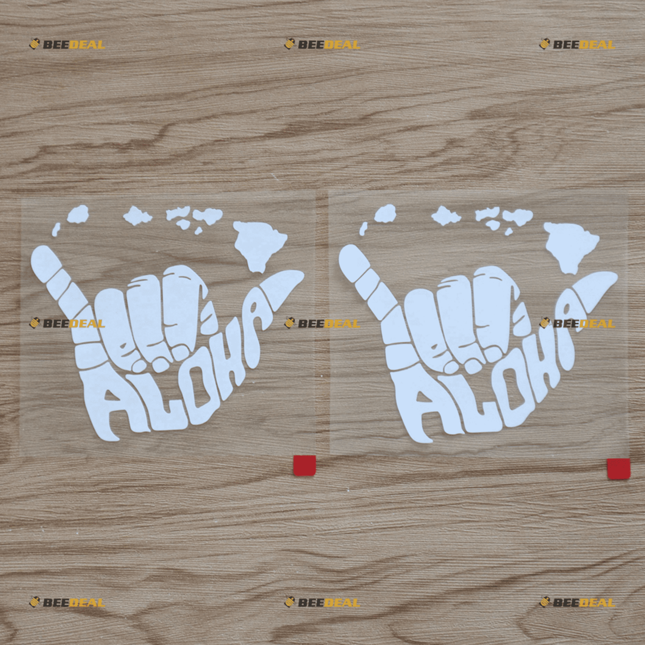 2X White 5" Aloha Shaka Hand Hang Loose Hawaii Map Decal Sticker Car ...