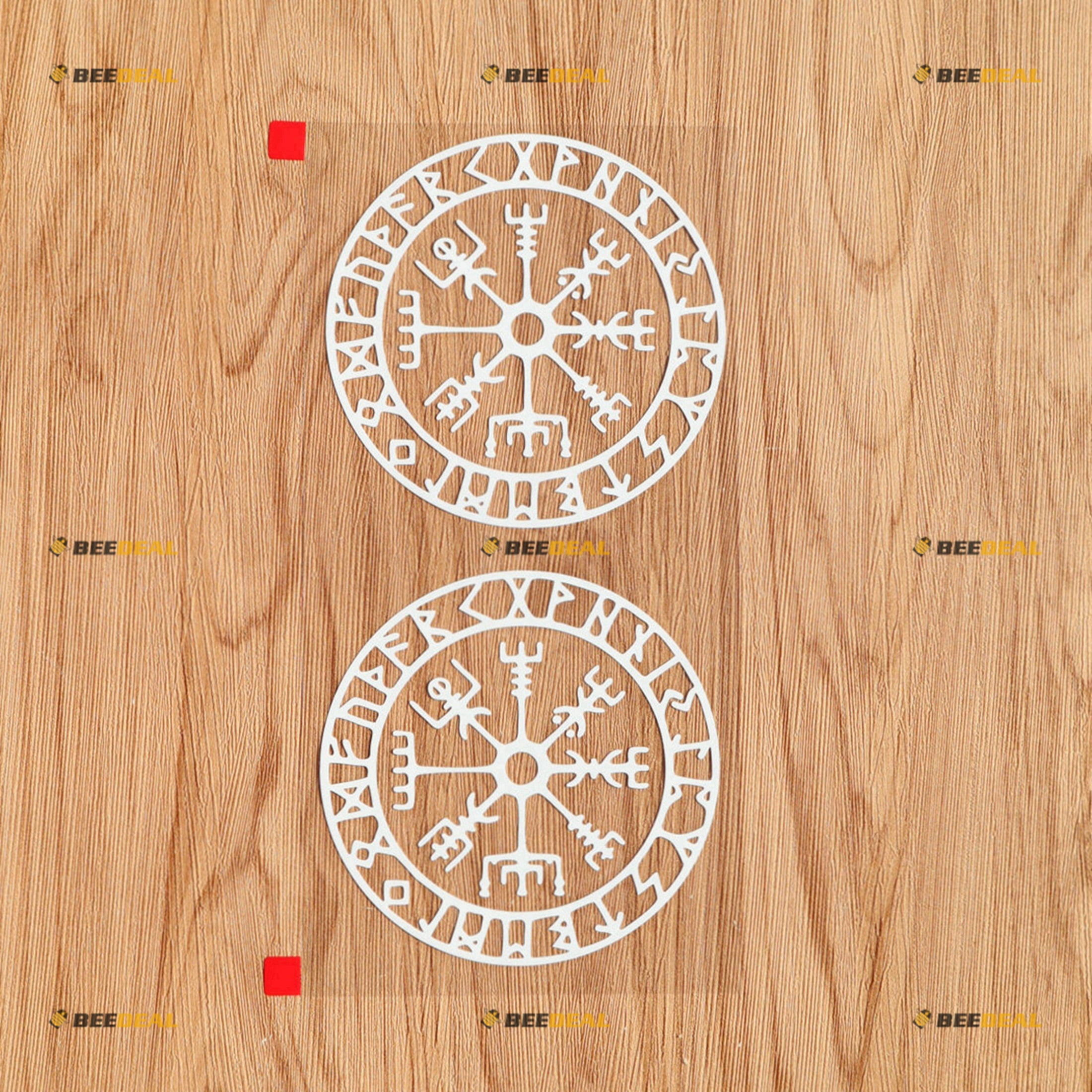 2X White 8" Vegvisir Viking Runic Compass Decal Sticker Viking Odin ...