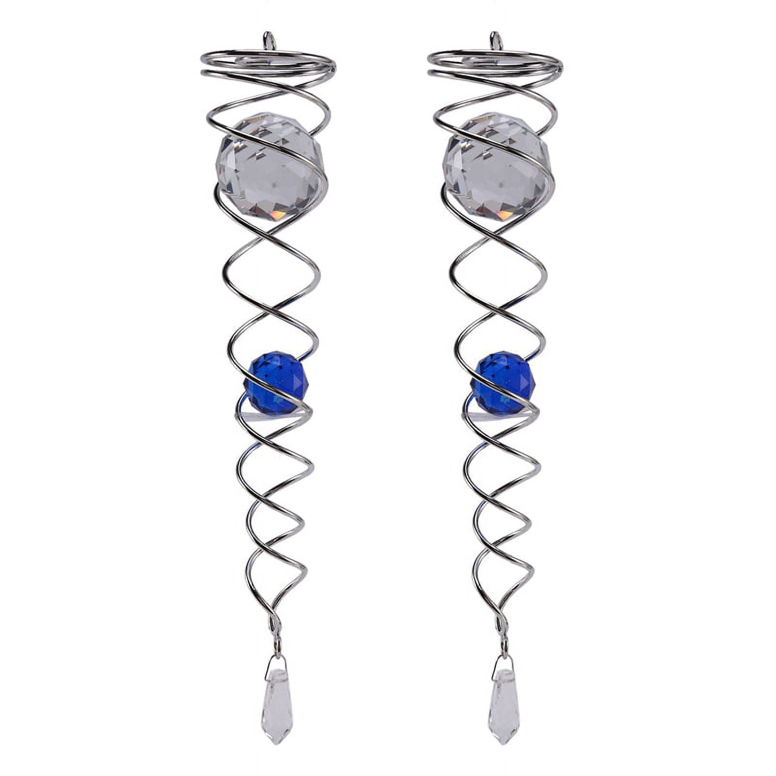 2X Wind Chime Windmill Crystal Metal Wire Crystal Wind Spinner Spiral ...