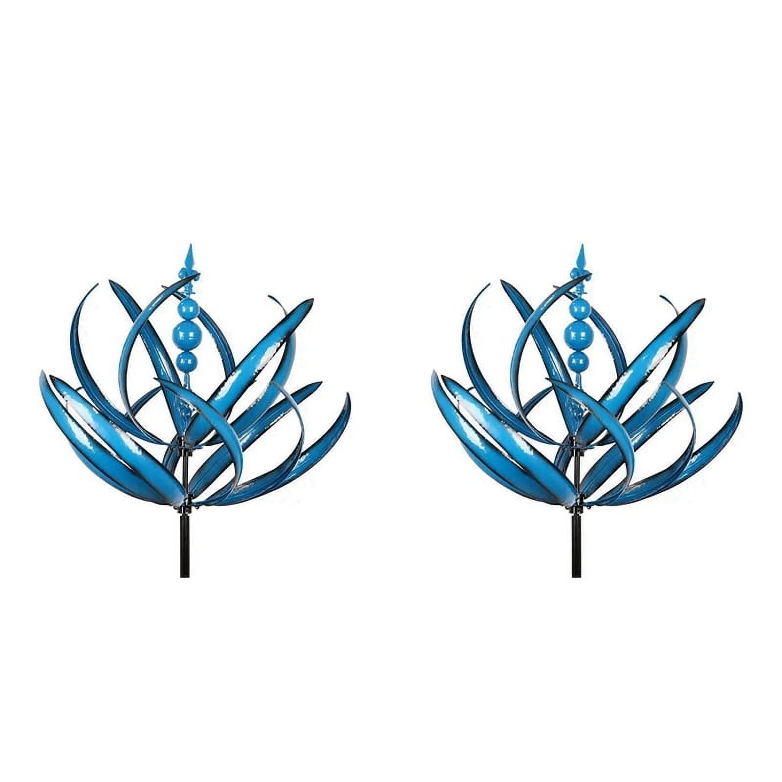 2X Wind Spinner Metal Windmill 3D Powered Sculpture Lawn Solar Spinners ...