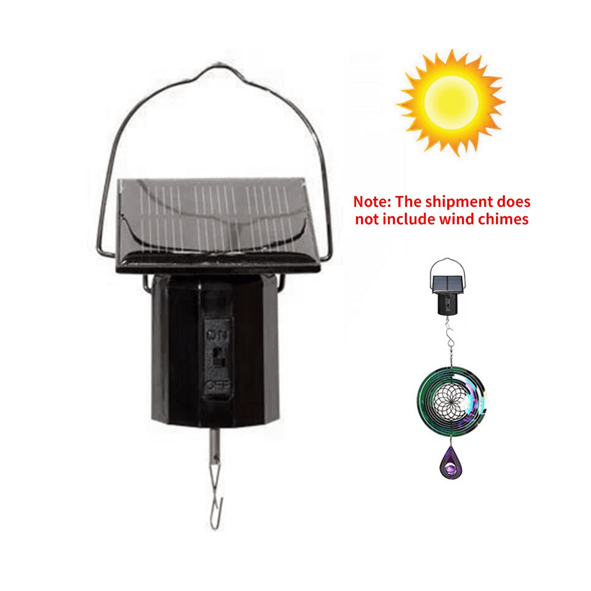 2X Wind Spinner Rotating Motor Solar Energy Electric Battery Powered ...