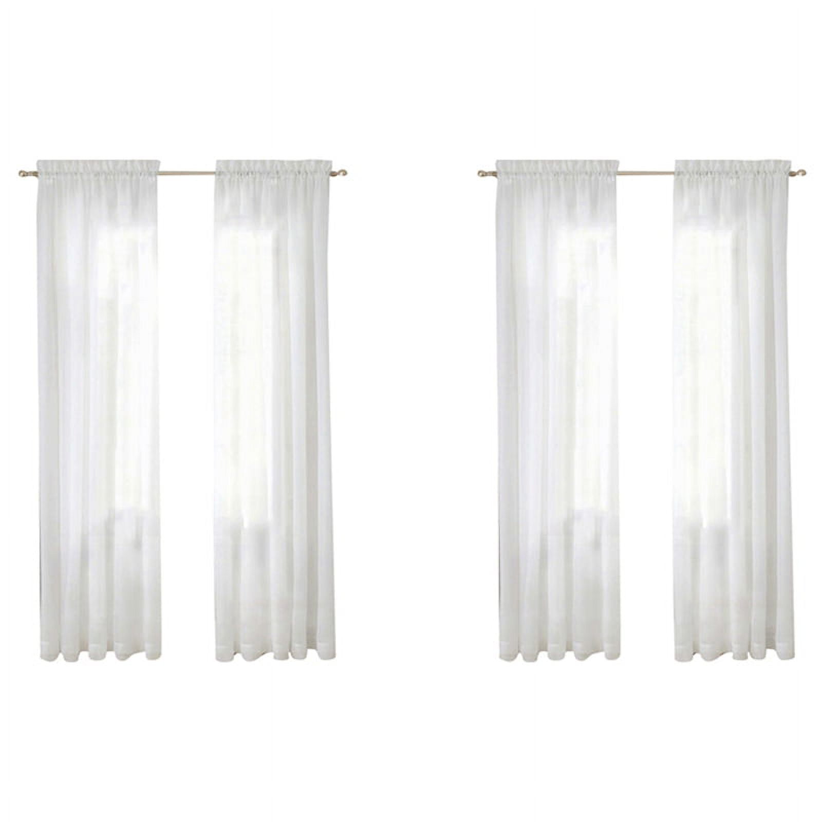 2X Window White Sheer Curtains 108 Inches Long 2 Panels Sheer White ...