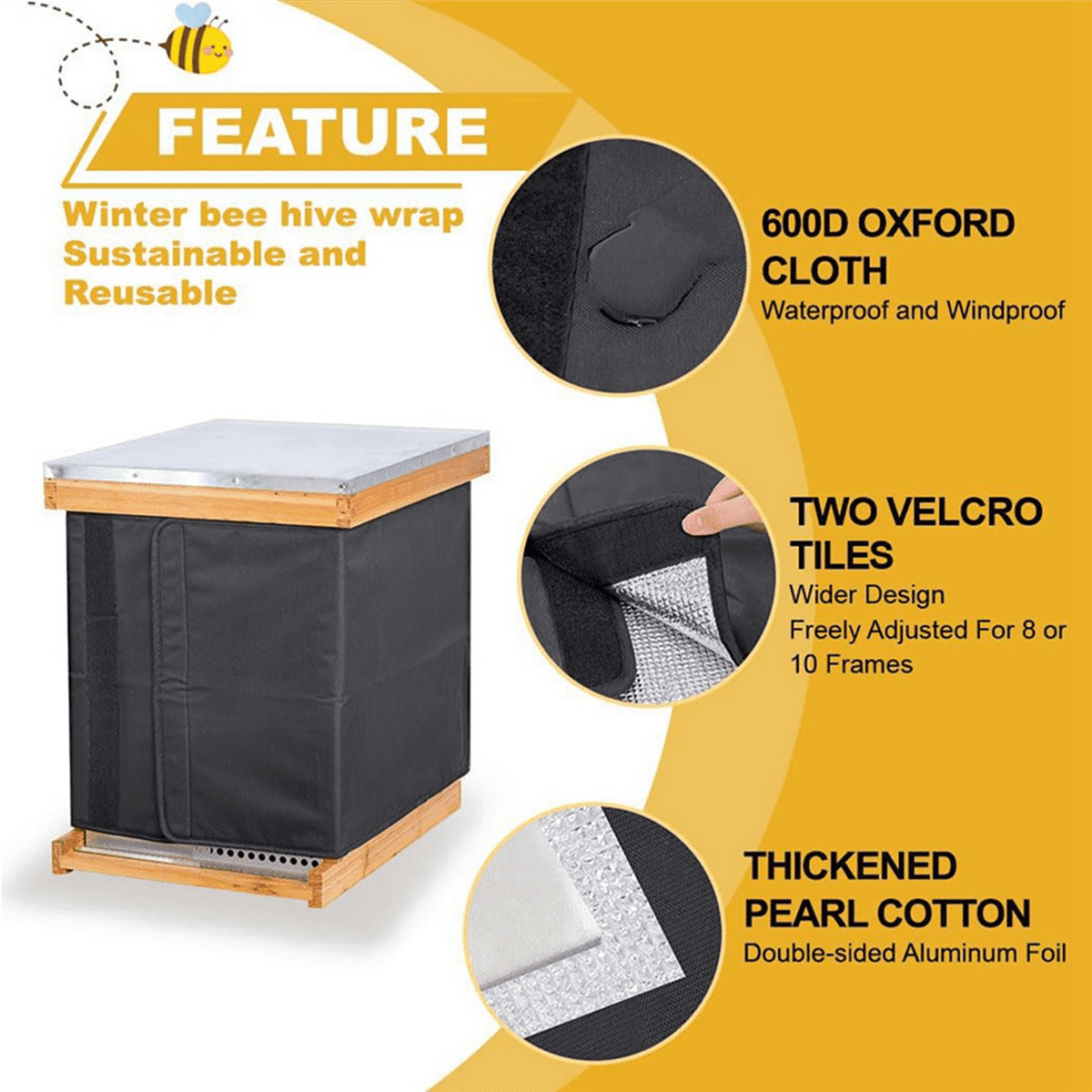 2X Winter Bee Hive Wrap for 8 and 10 Frame Beehives, Oxford Cloth ...