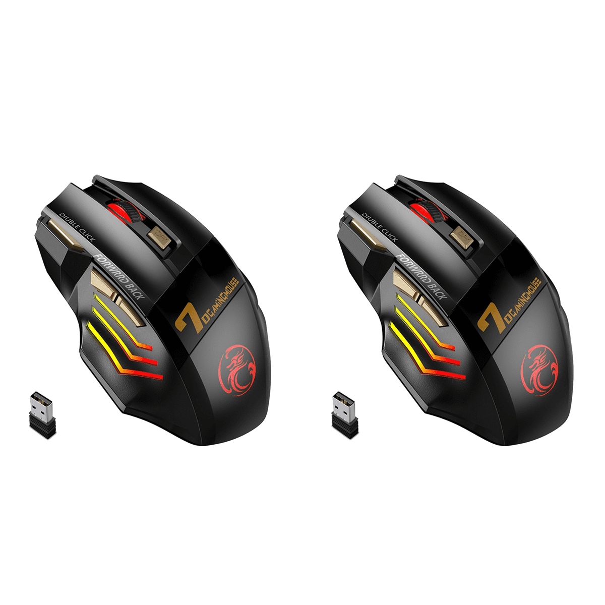 2X Wireless Gamer Mouse for Computer 2.4G RGB Rechargeable Gaming Mouse ...