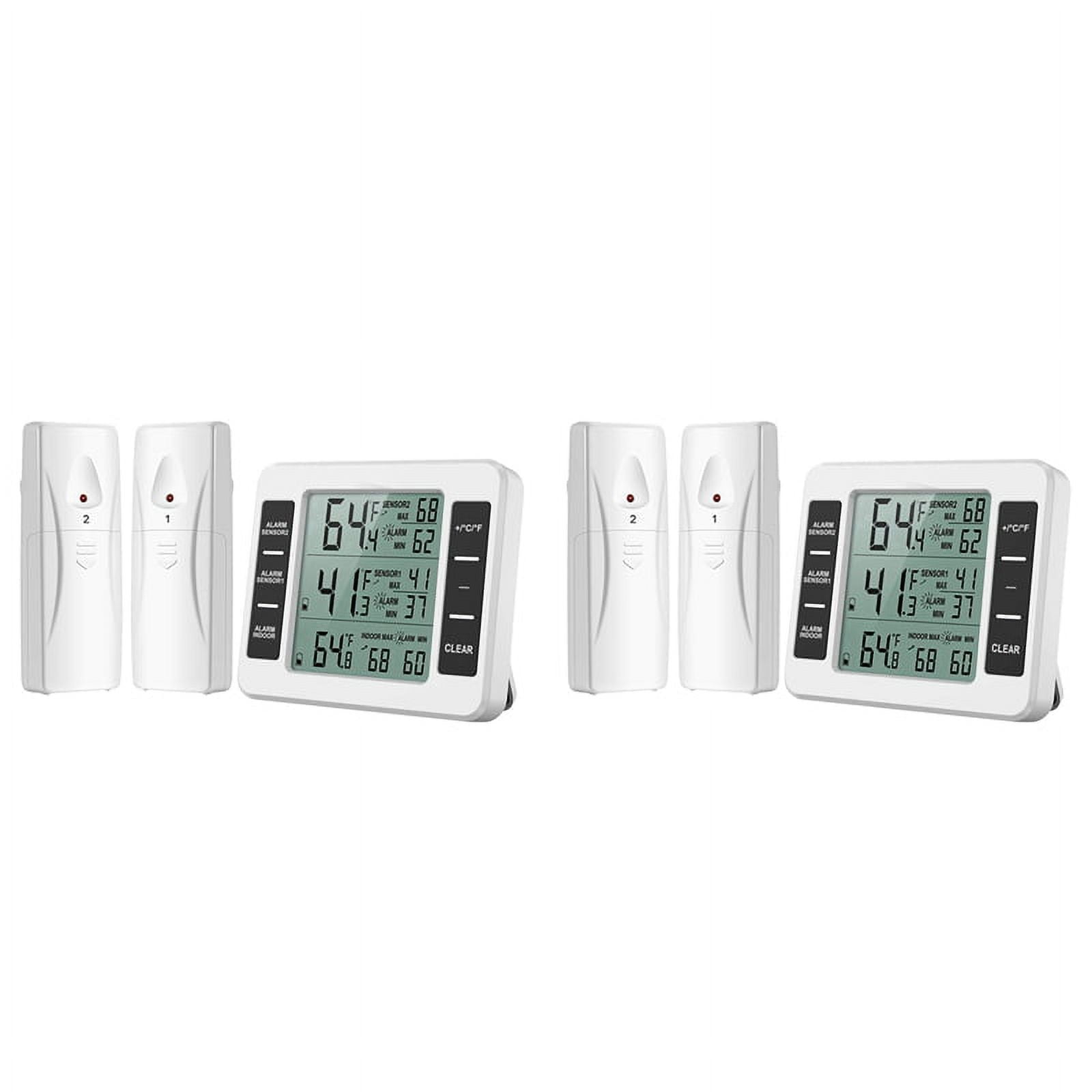2X Wireless Refrigerator Thermometer Digital Freezer Thermometer ...