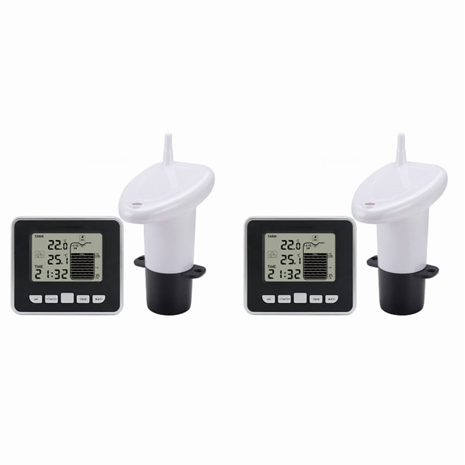 2X Wireless Ultrasonic Water Tank Liquid Level Meter with Temperature ...