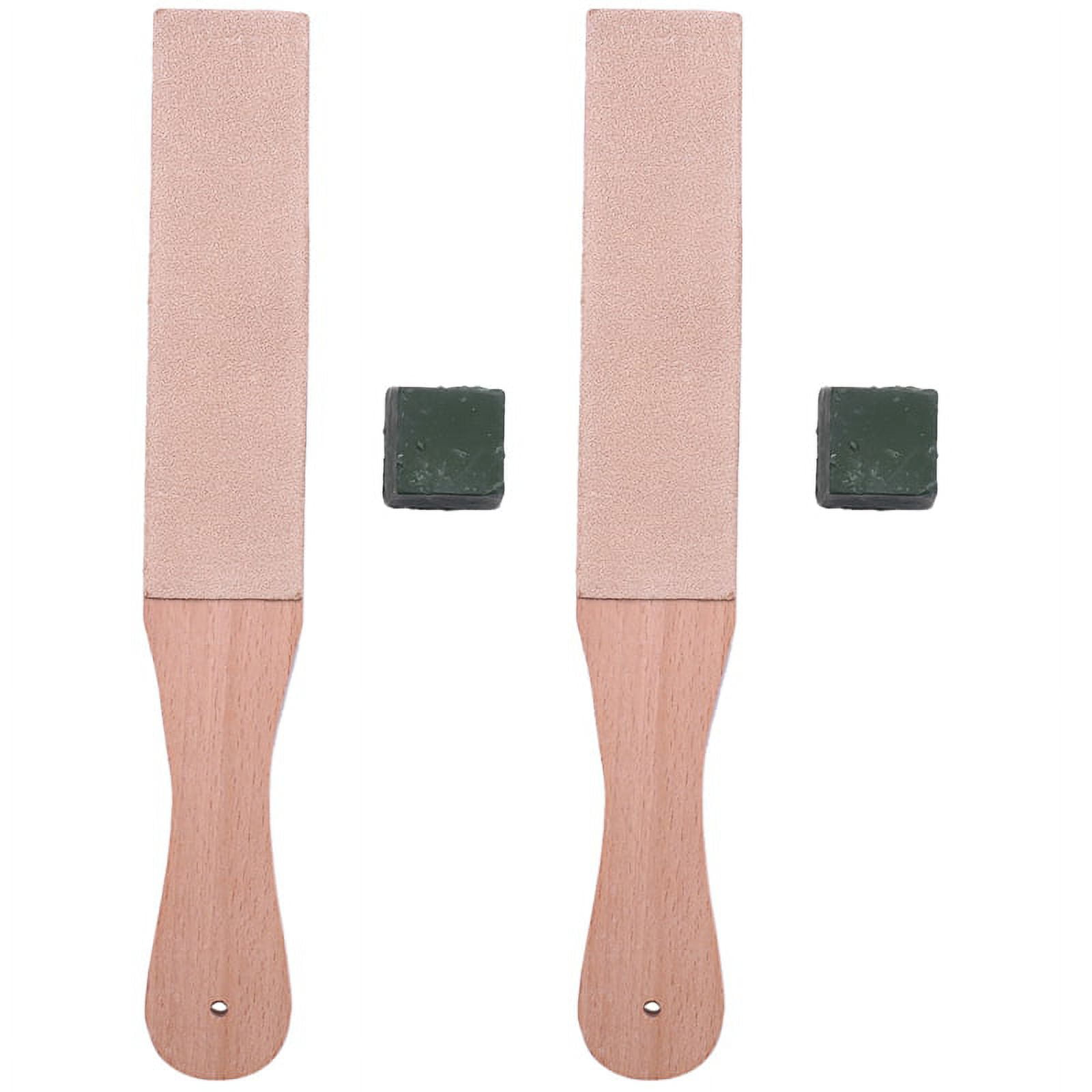 2X Wood Handle Leather Sharpening Strop Knife Polishing Board 2 Sided ...