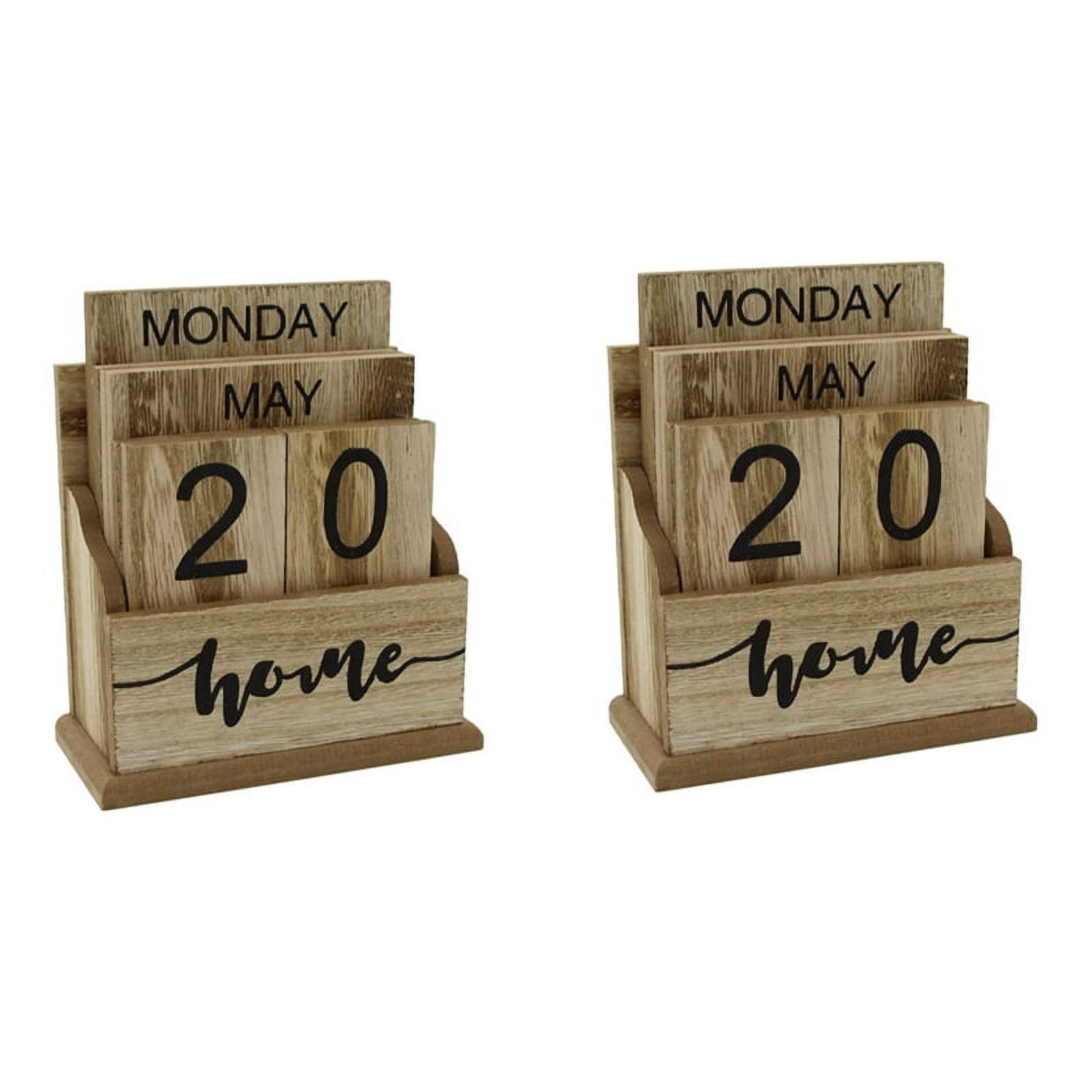 2X Wooden Flip Desk Blocks Calendar, Plank/Table Calendar Display,for ...