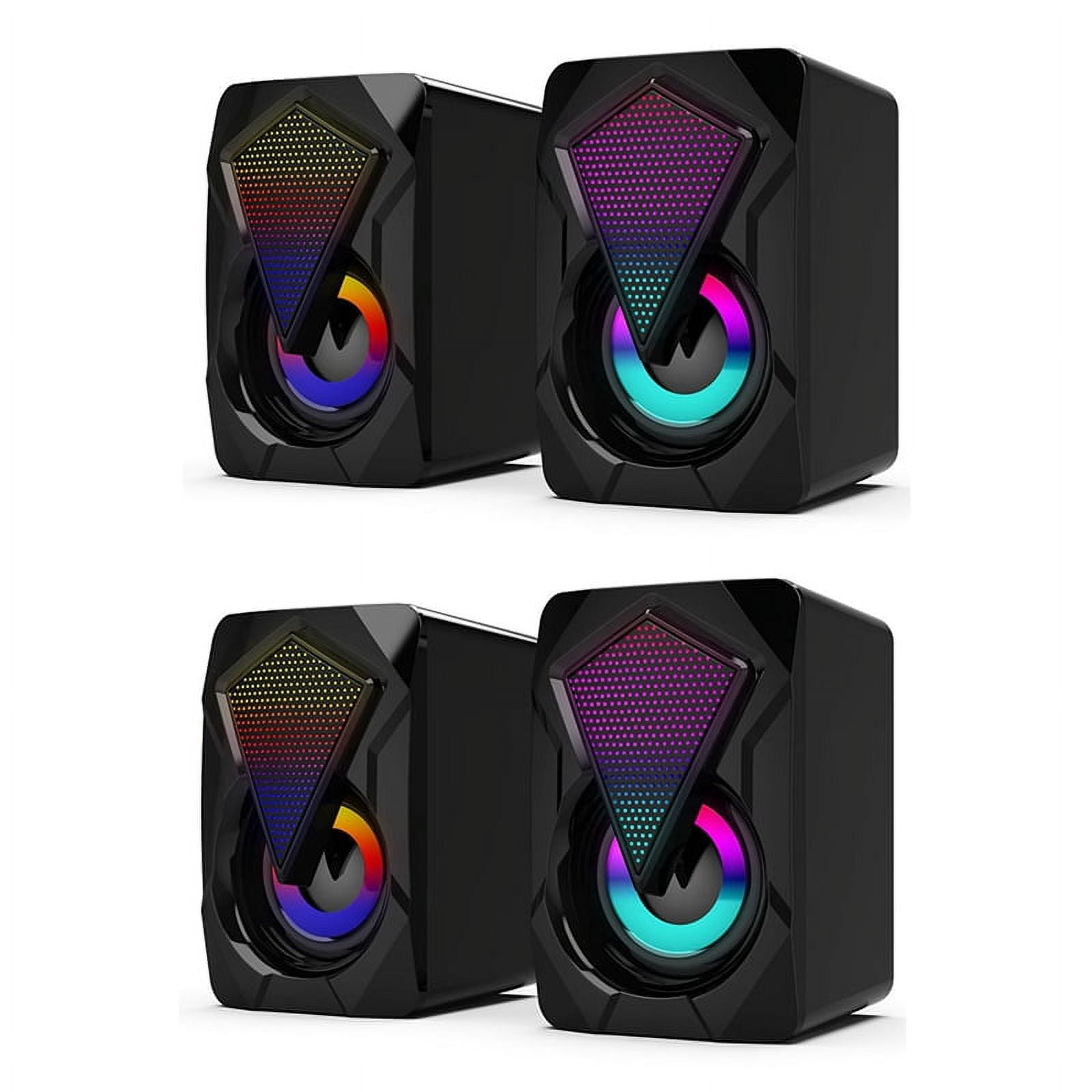 2X X2 Computer Speakers with Subwoofer for PC Desktop LED Lighting Home ...