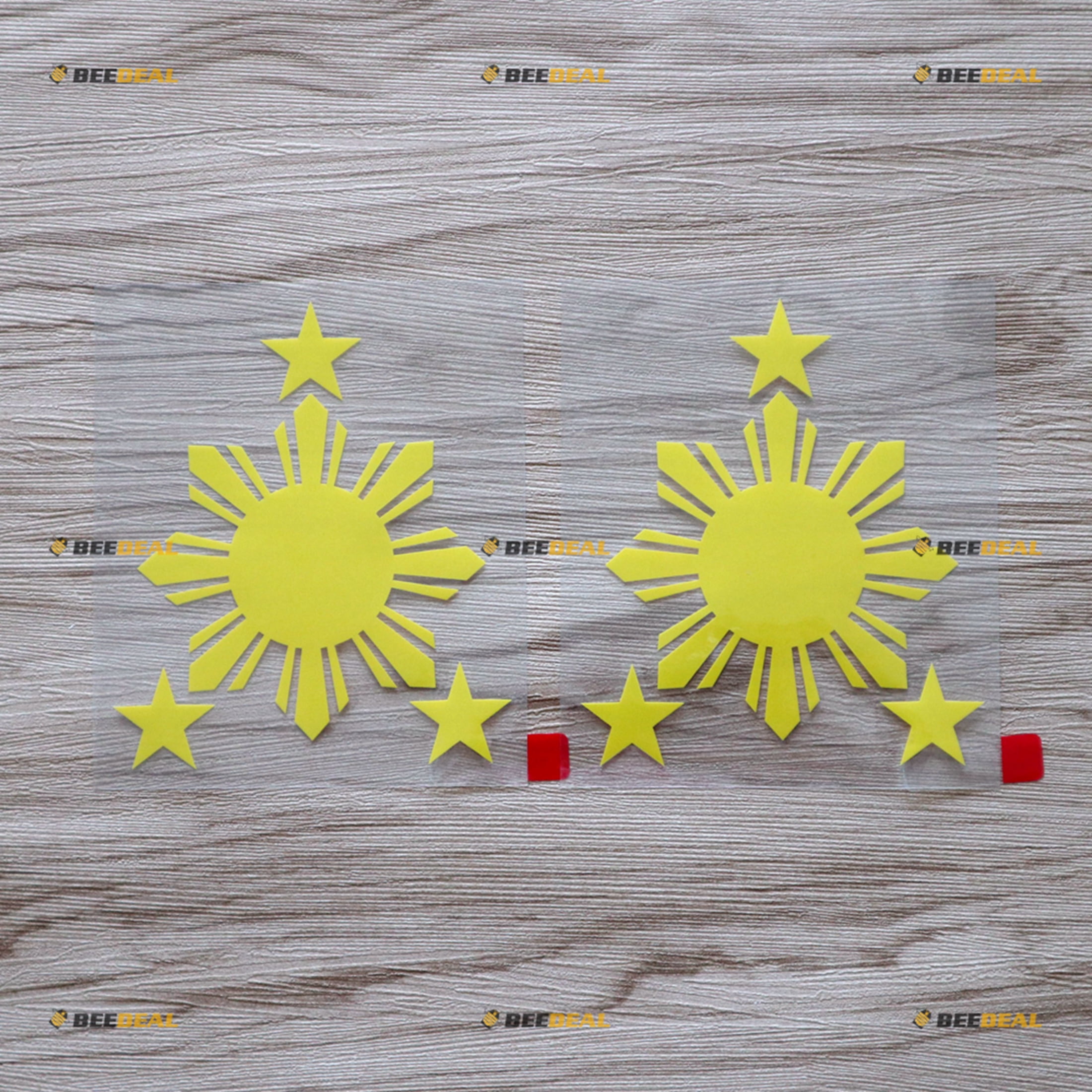 2X Yellow 6" Sun Star Philippines Flag Decal Sticker Car Vinyl Filipino ...
