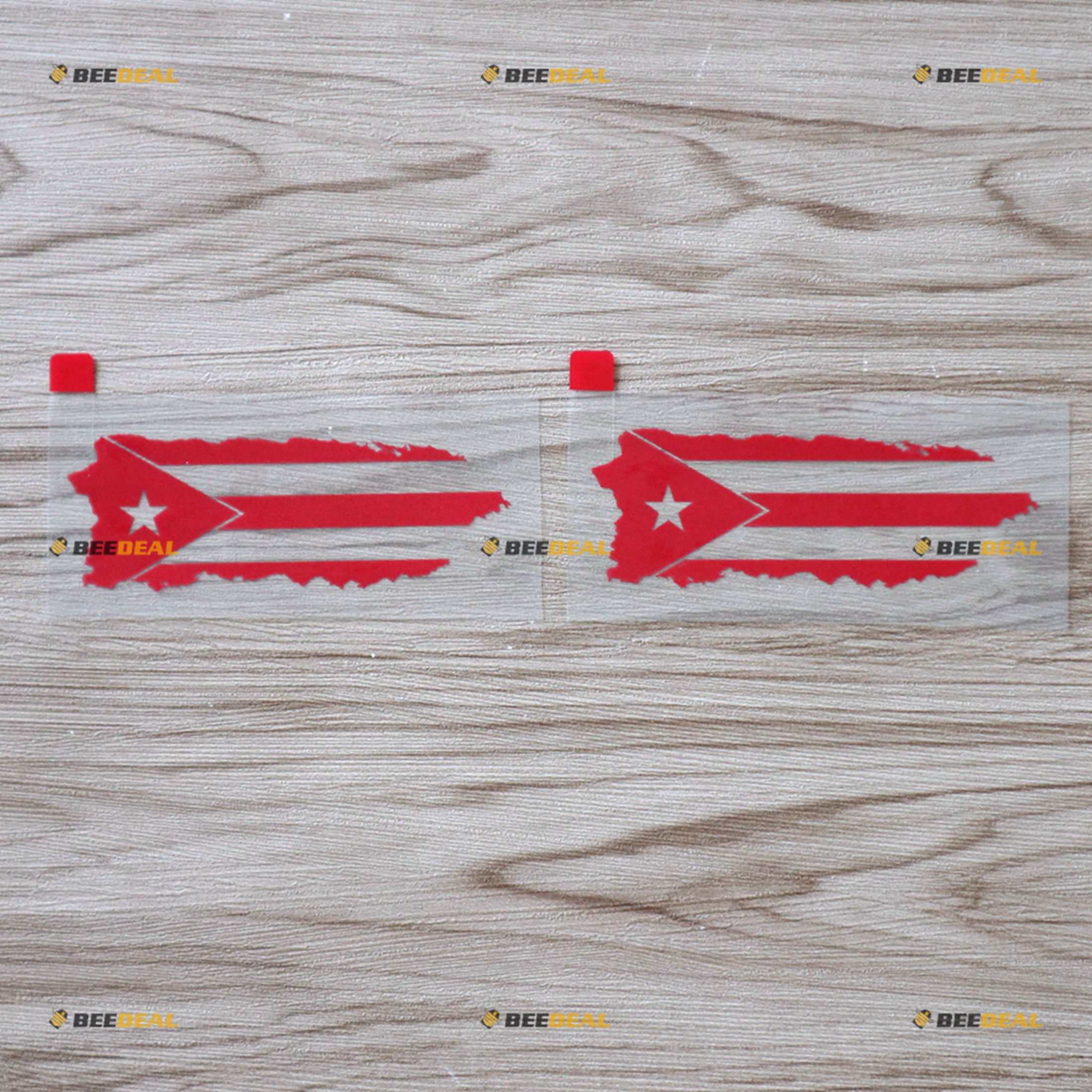2X red 4" Puerto Rico Flag Map Outline PR Decal Sticker Car Vinyl die ...