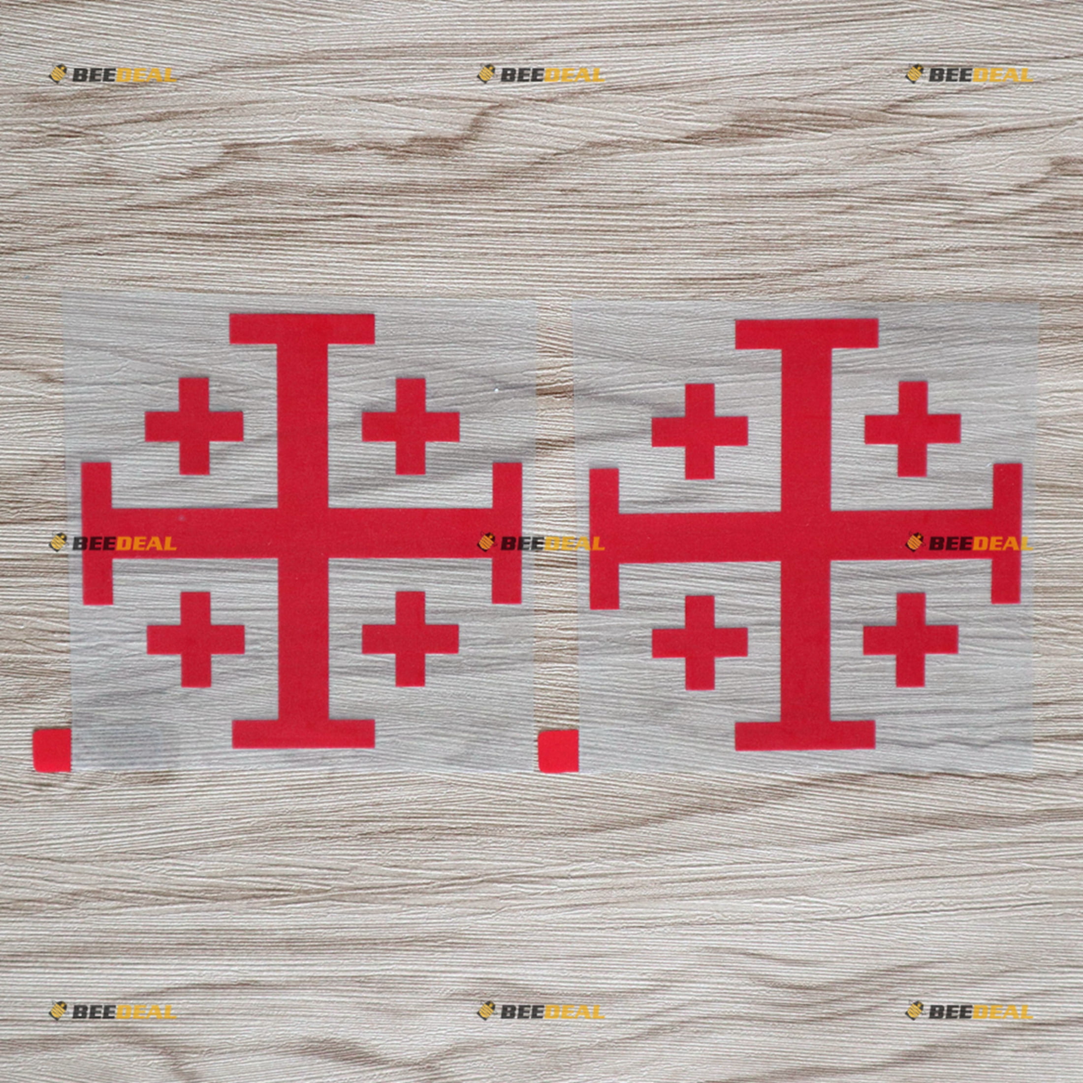 2X red 6" Jerusalem Cross Crusaders' Cross Five-fold Cross Decal ...