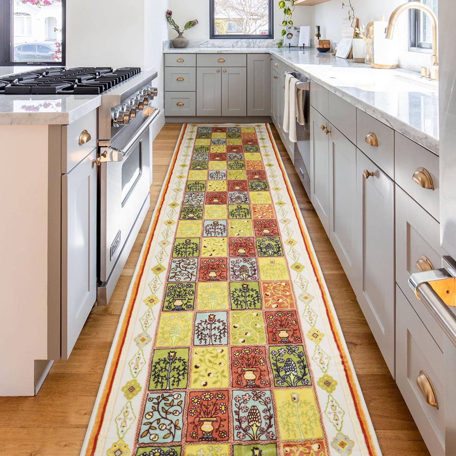 2X10ft Vintage Patchwork Runner Rug Colorful Kitchen Floor Mat Non-Slip ...