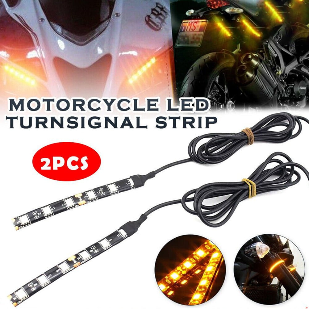 2X12V Amber 6LED Motorcycle Strip Turn Signal Indicator Blinker Light ...