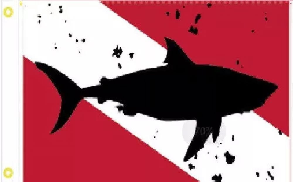 2X3 DIVER DOWN GREAT WHITE SHARK NAITUCAL FLAG BANNER GROMMETS ...