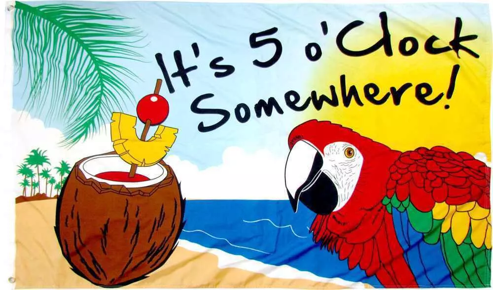2X3 Ft It'S 5 O'Clock Somewhere Flag Yard Garden Beach Banner Party ...