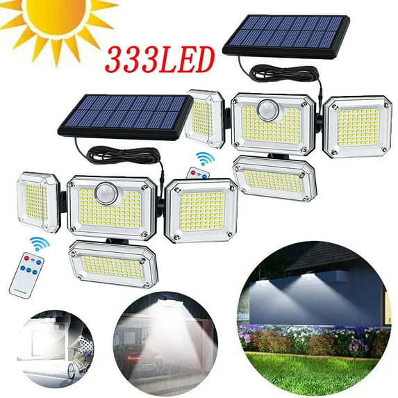 2X333LED Solar Lights 3000LM Waterproof Motion Sensor Security Wall ...