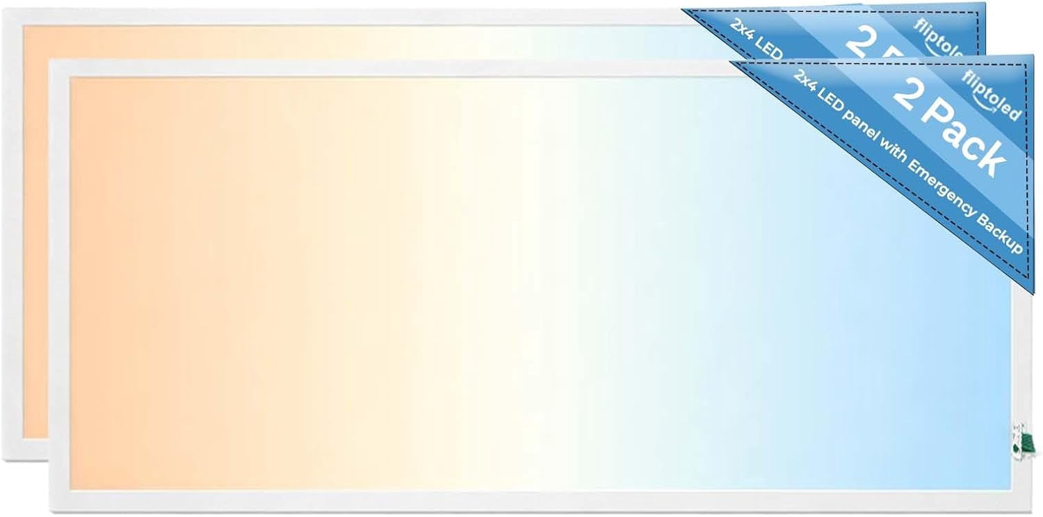 2X4 LED Flat Panel Light with Emergency Battery Backup, 50W 3000K/4000K ...