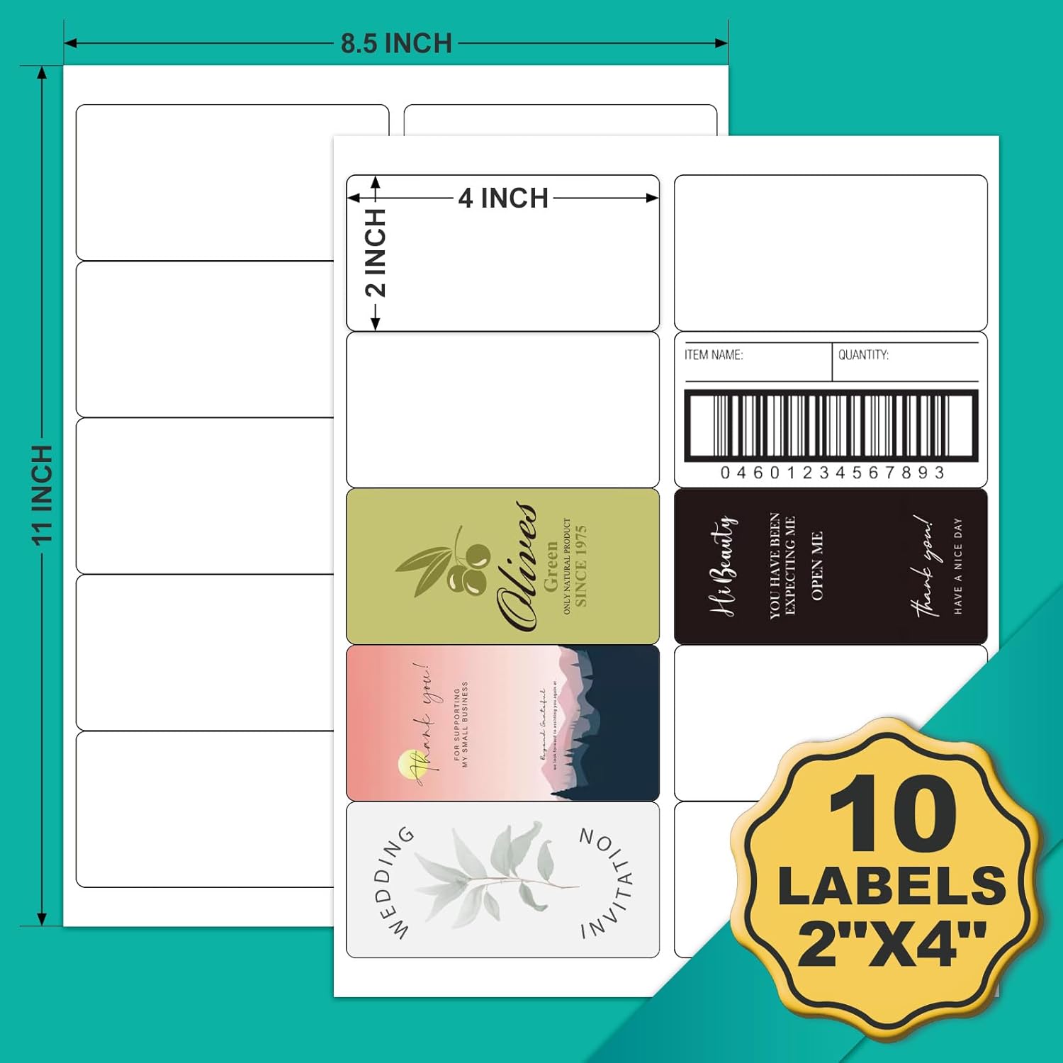 2X4 Labels Sticker Paper - 5000 Address Labels (500 Sheets) For Laser ...
