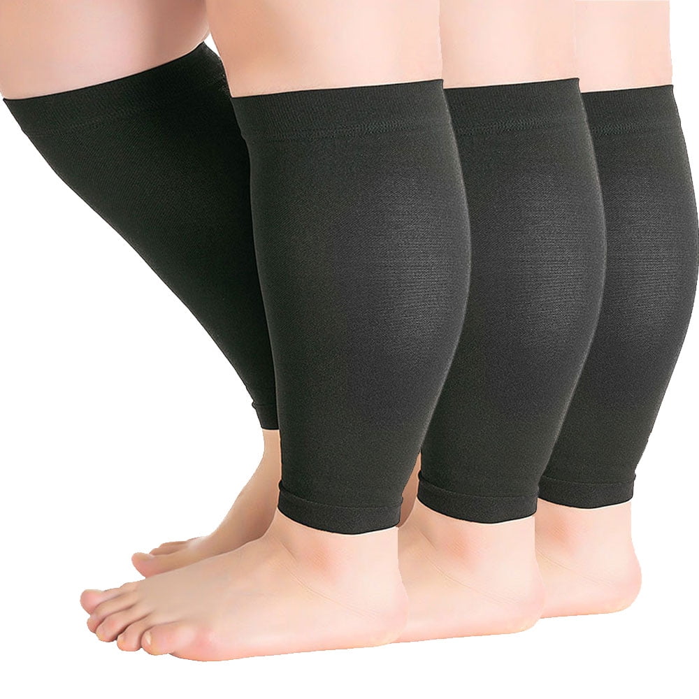 2XL 3 Pairs Plus Size Compression Sleeves Unisex Wide Calf Leg ...