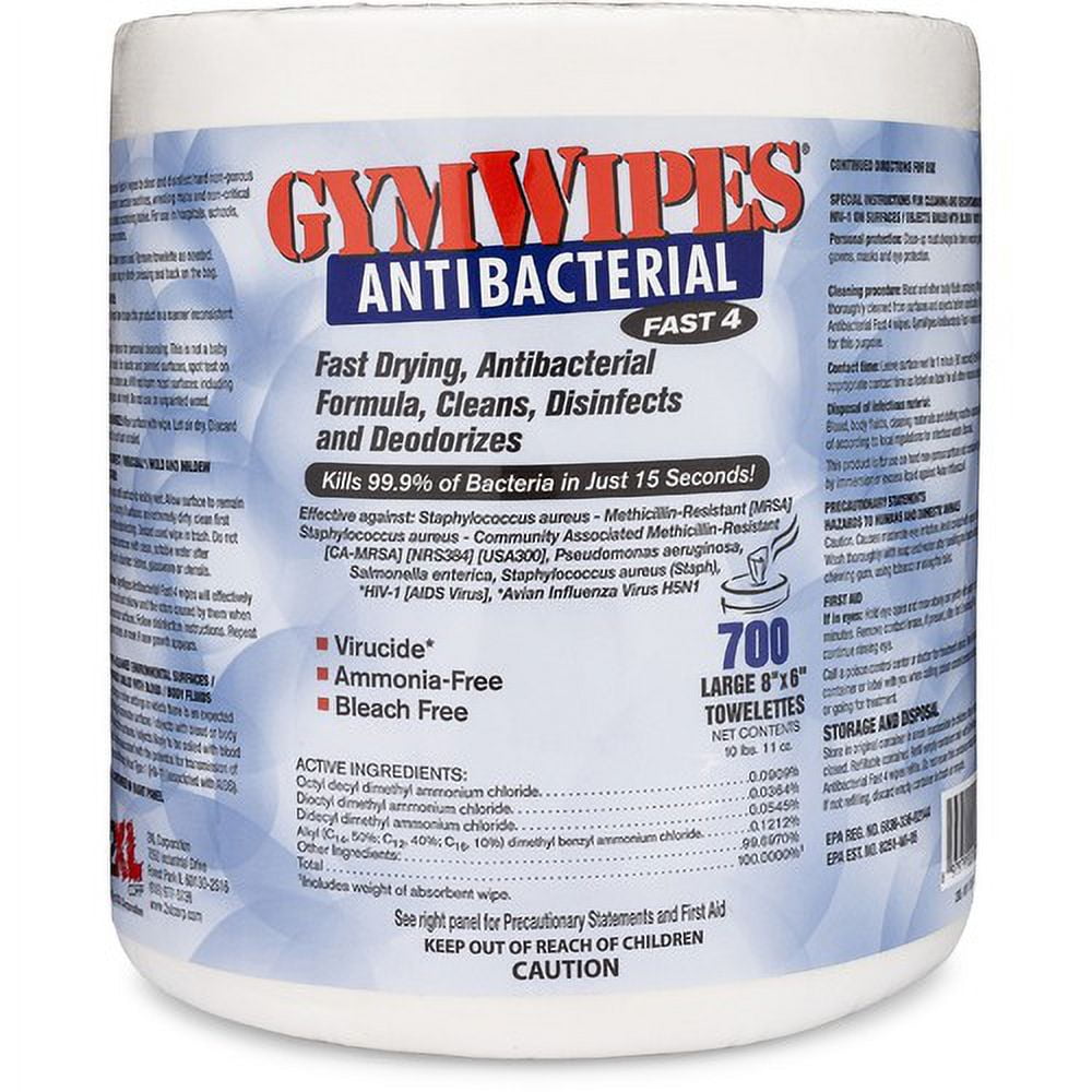 2XL GymWipes Antibacterial Towelettes Bucket Refill - Wipe - 6" Width x ...