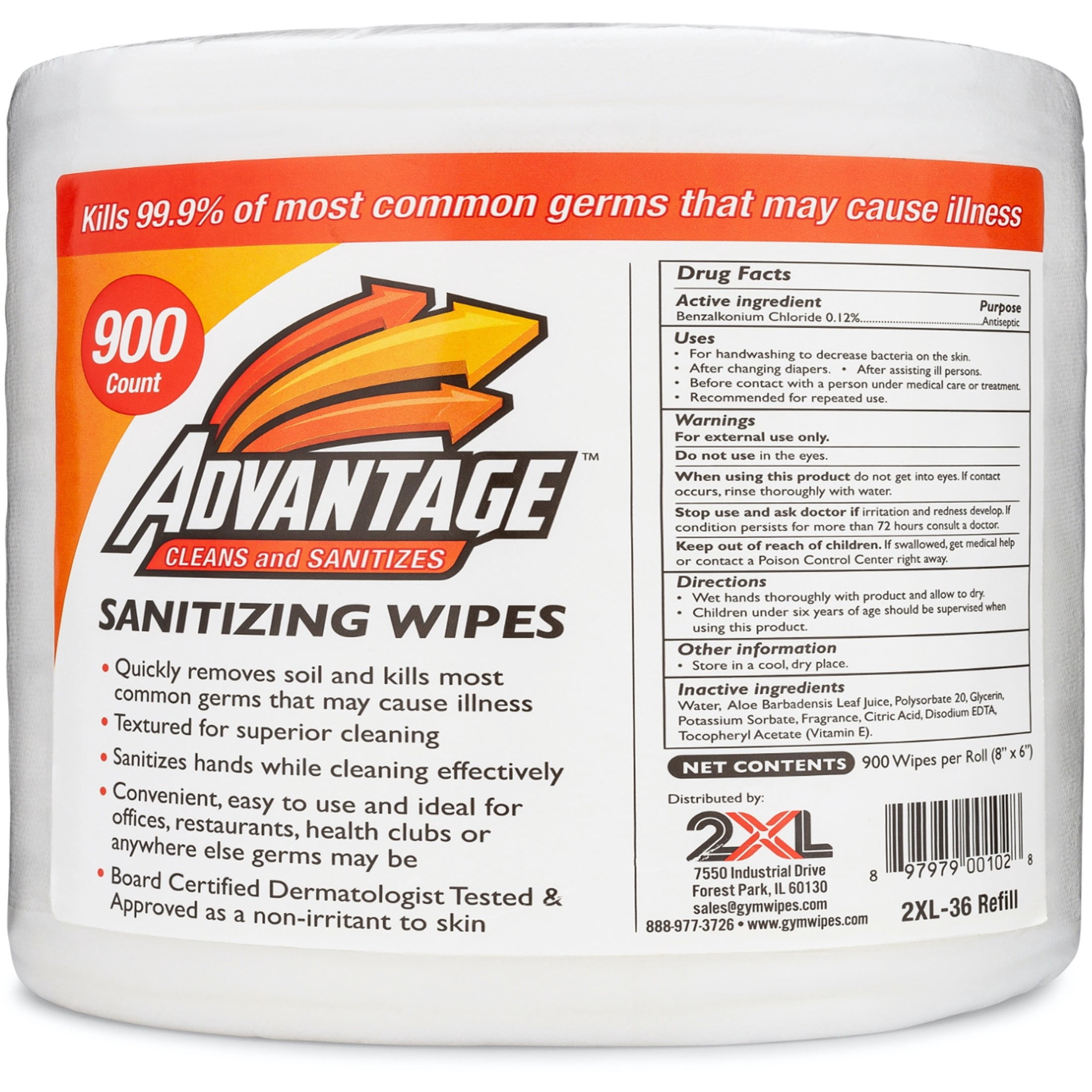 2XL, TXLL36, Advantage Sanitizing Wipes, 1 / Roll, White - Walmart.com