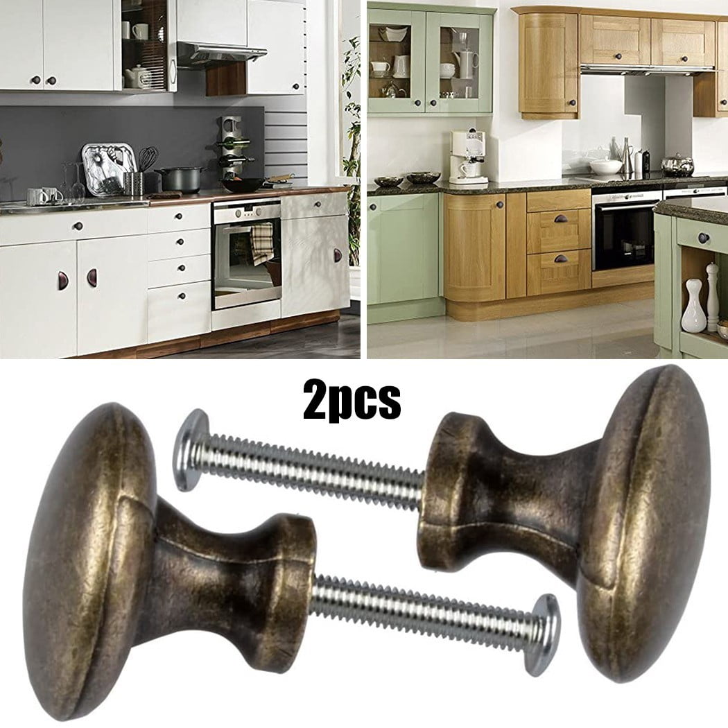 2Xround Antique Bronze Drawer Pull Cabinet Knobs Cupboard Door Handles ...