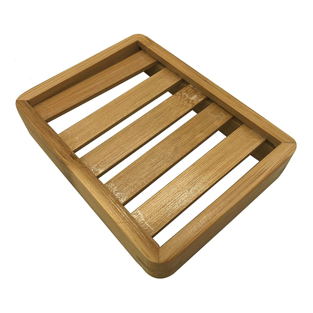 2Xnatural Wooden Bamboo Soap Dish Tray Holder Storage Soap Rack Plate ...