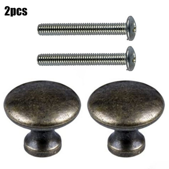 2Xround Antique Bronze Drawer Pull Cabinet Knobs Cupboard Door Handles ...