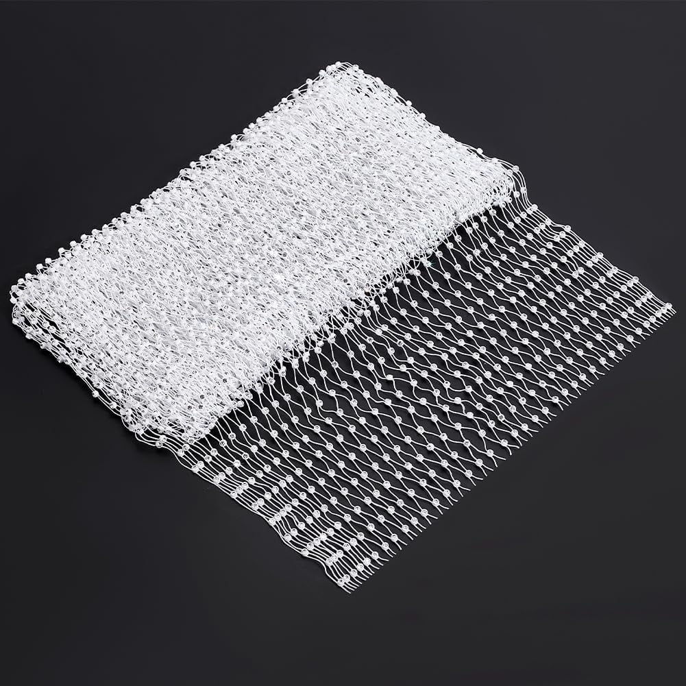 2Yard 2 Yards×5.11 Inch White Stretch Rhinestone Fishnet Fabric Silver ...