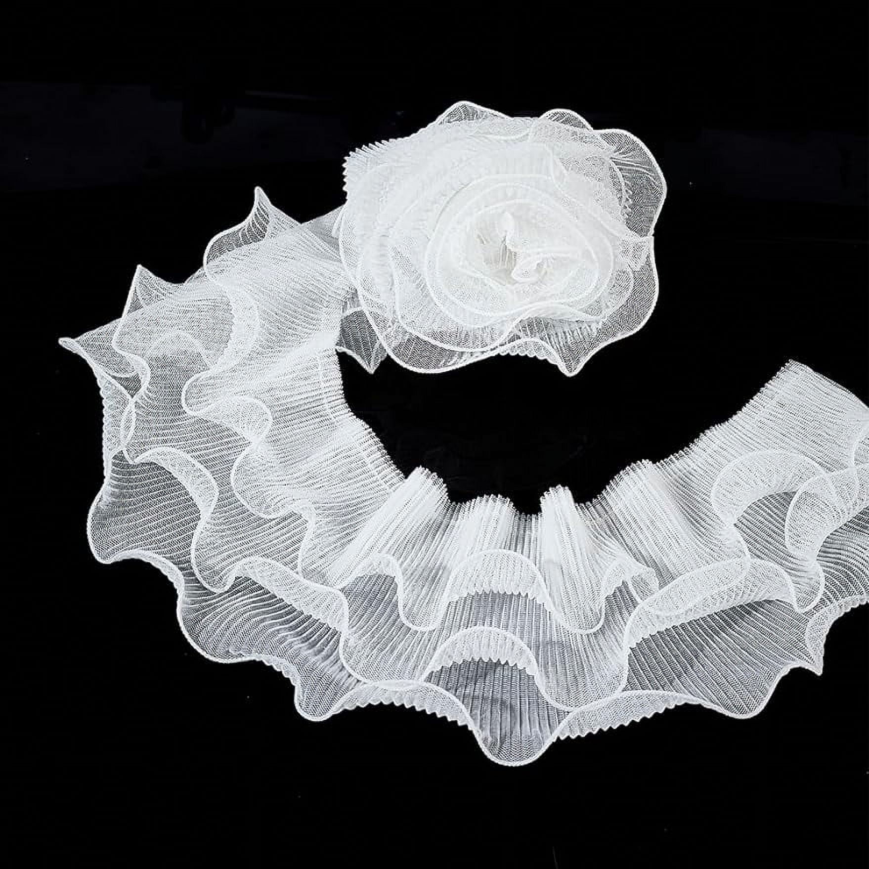 2Yard 4.8Inch Retro Ruffle Pleated Trim 3-Layer Pleated Tulle Lace ...