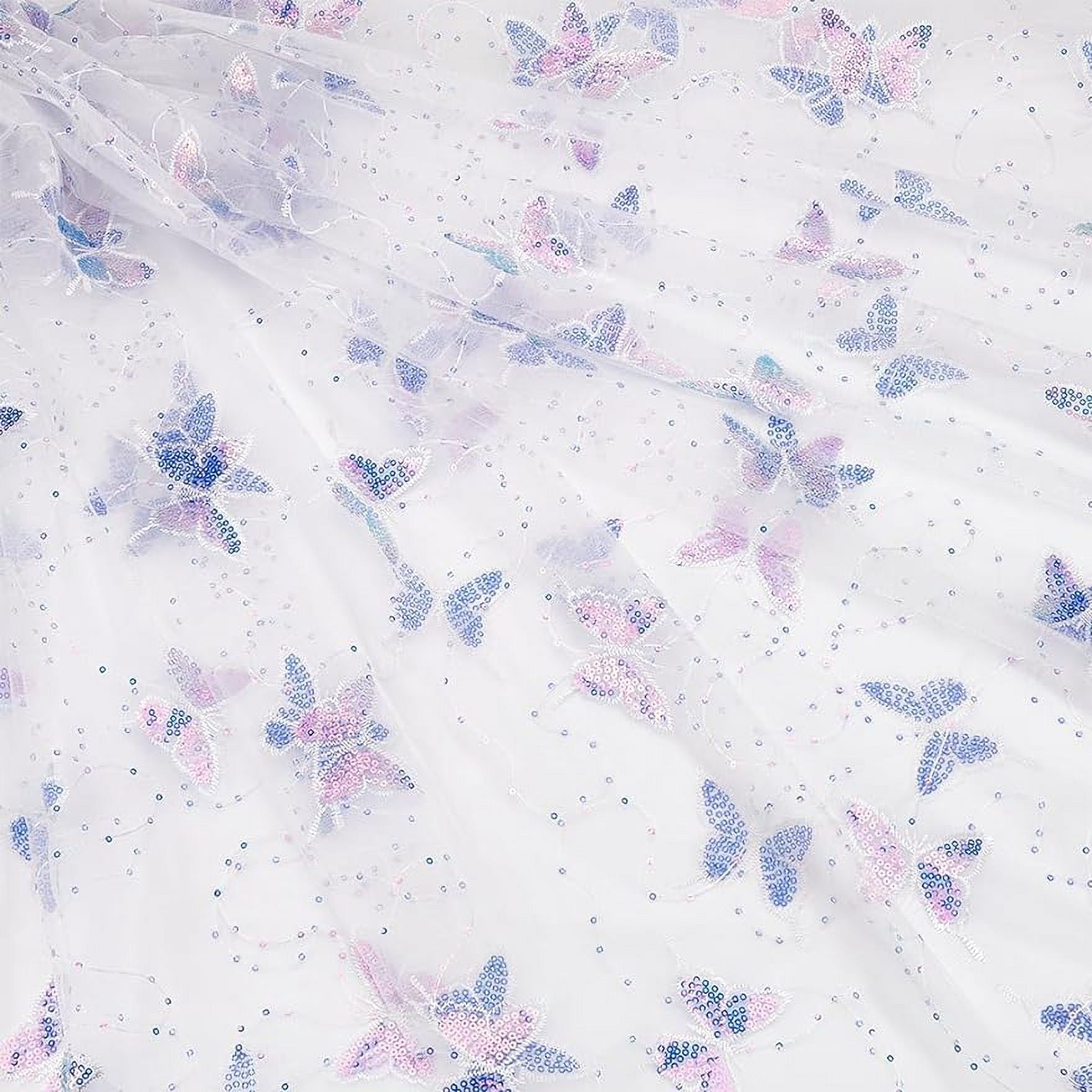 2Yard Butterfly Pattern Polyester Mesh Tulle Fabric Sequin Butterfly ...