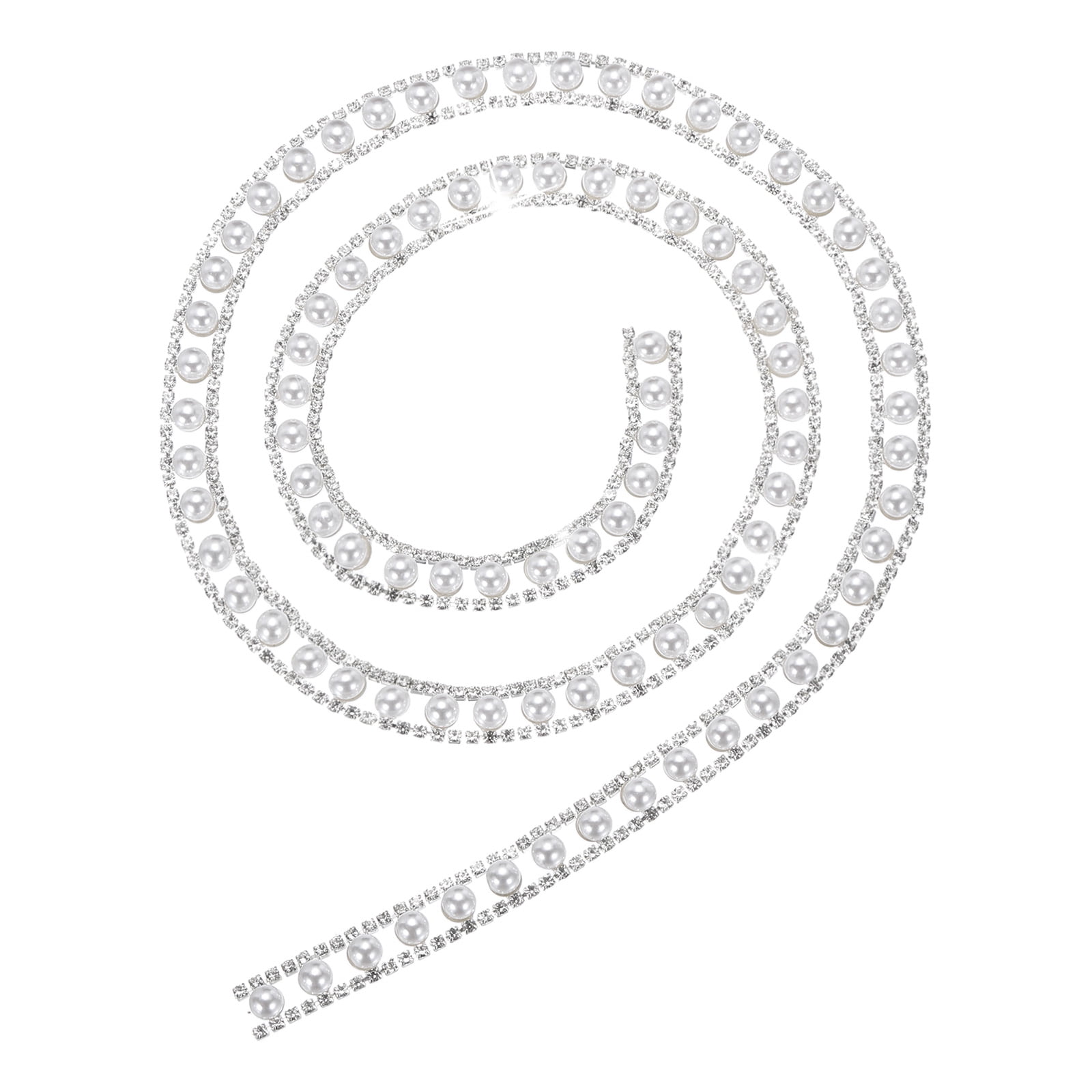 1Yard Pearl Rhinestone Trim,Crystal Pearl Beaded Trim Chain for DIY ...