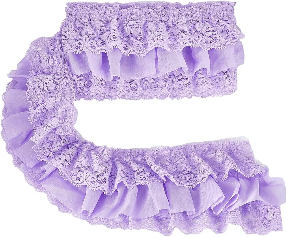2Yards 3-Layer Pleated Lace Trim 11cm Wide Ruffled Lace Ribbon Floral ...