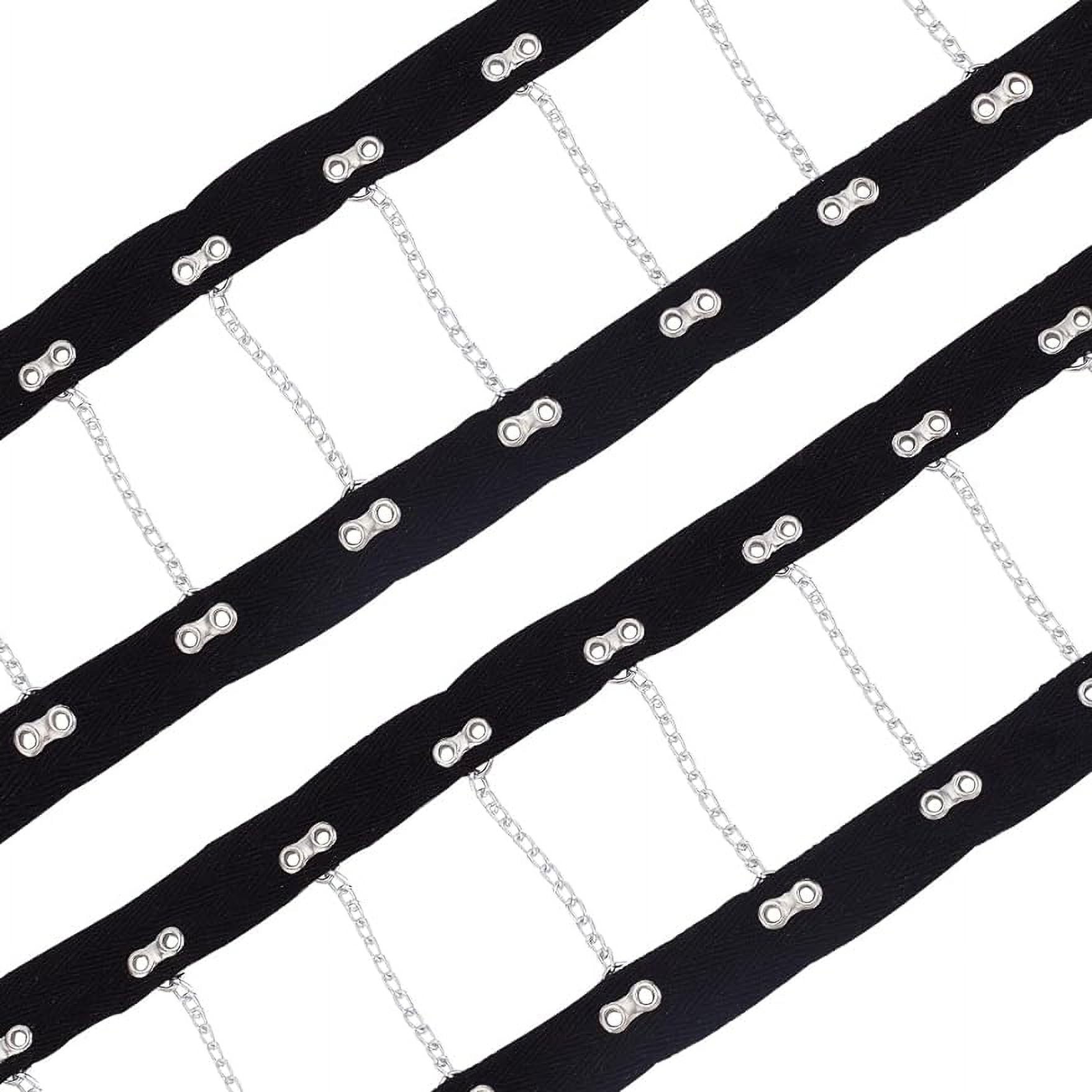 2Yards Steel Riveted Hook Eye Tape with Iron Chain 90mm Wide Black ...