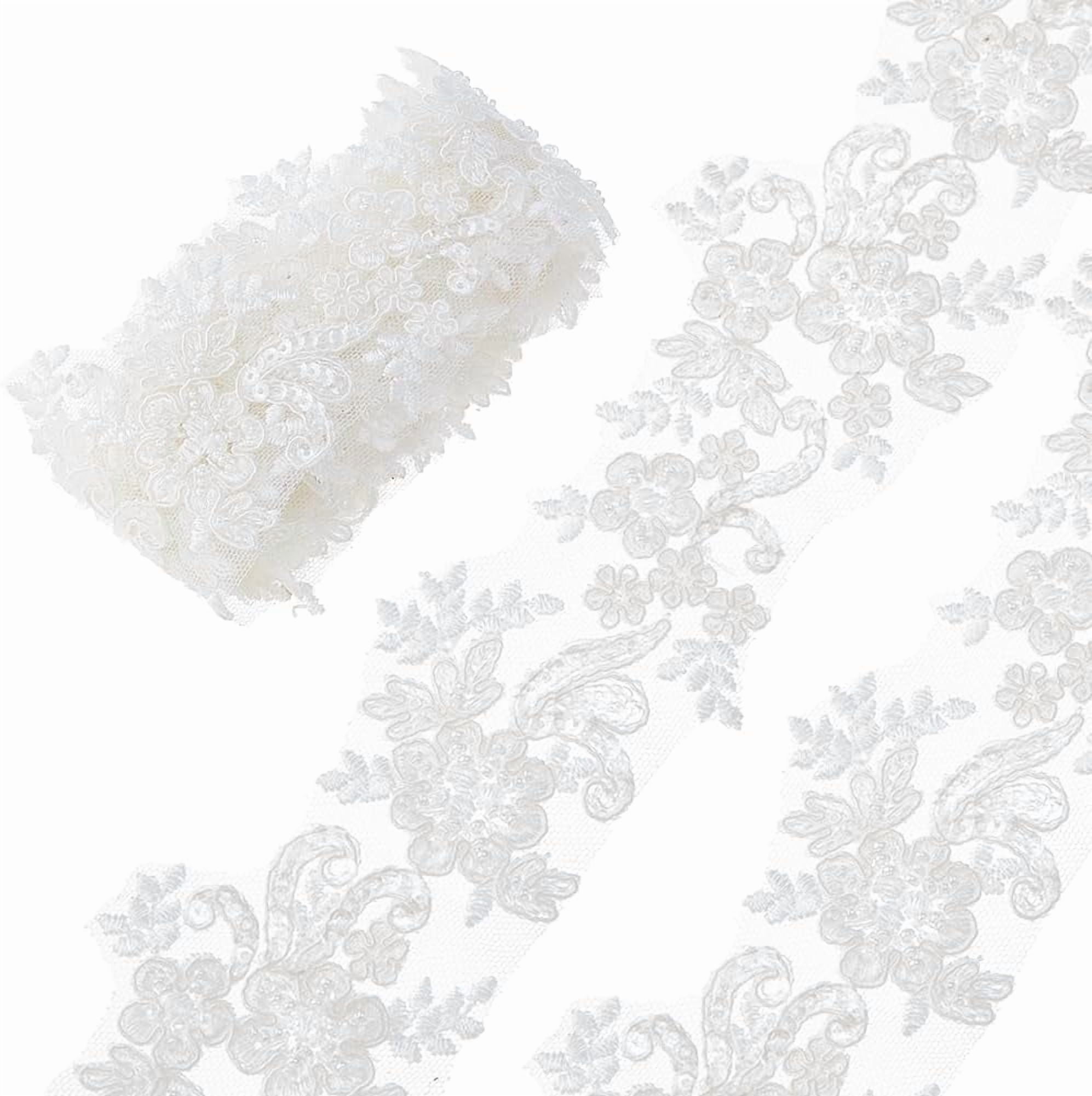 2Yards x 2-1/2 Inch(63mm) White Embroidery Lace Appliques Luxury Lace ...