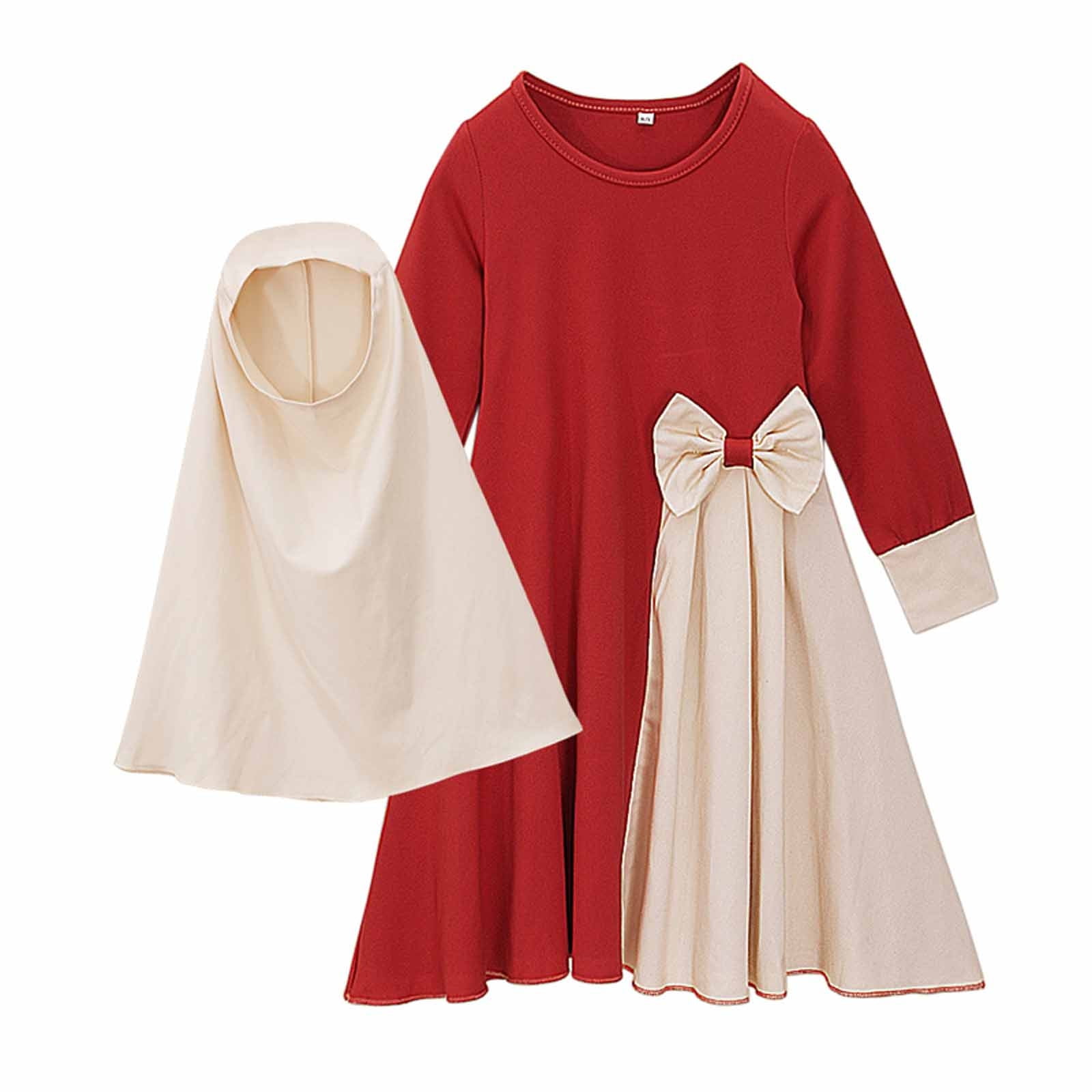 2Yrs-13Yrs Baby Girl Kids Patchwork Color Muslim Dress Islamic Long ...
