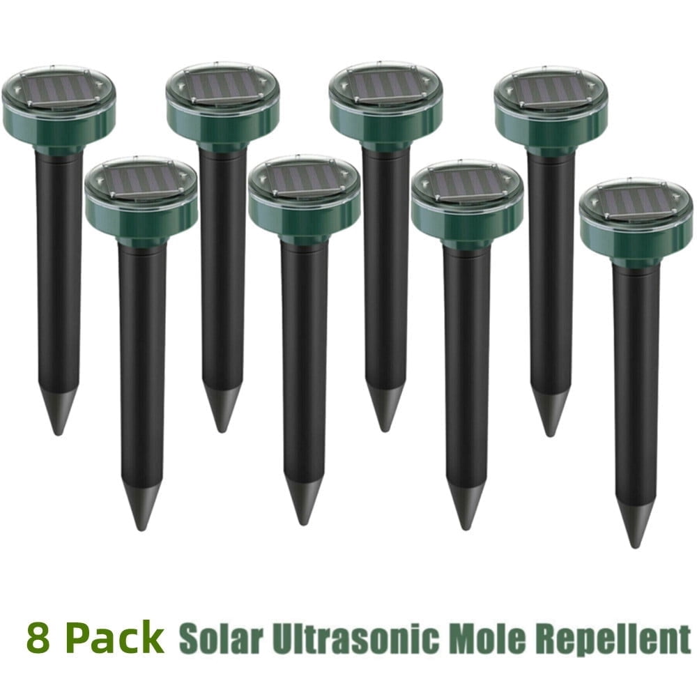 2Z 8Pcs Mole Repeller Solar Charge, Mole Rat Repellent Solar Ultrasonic ...