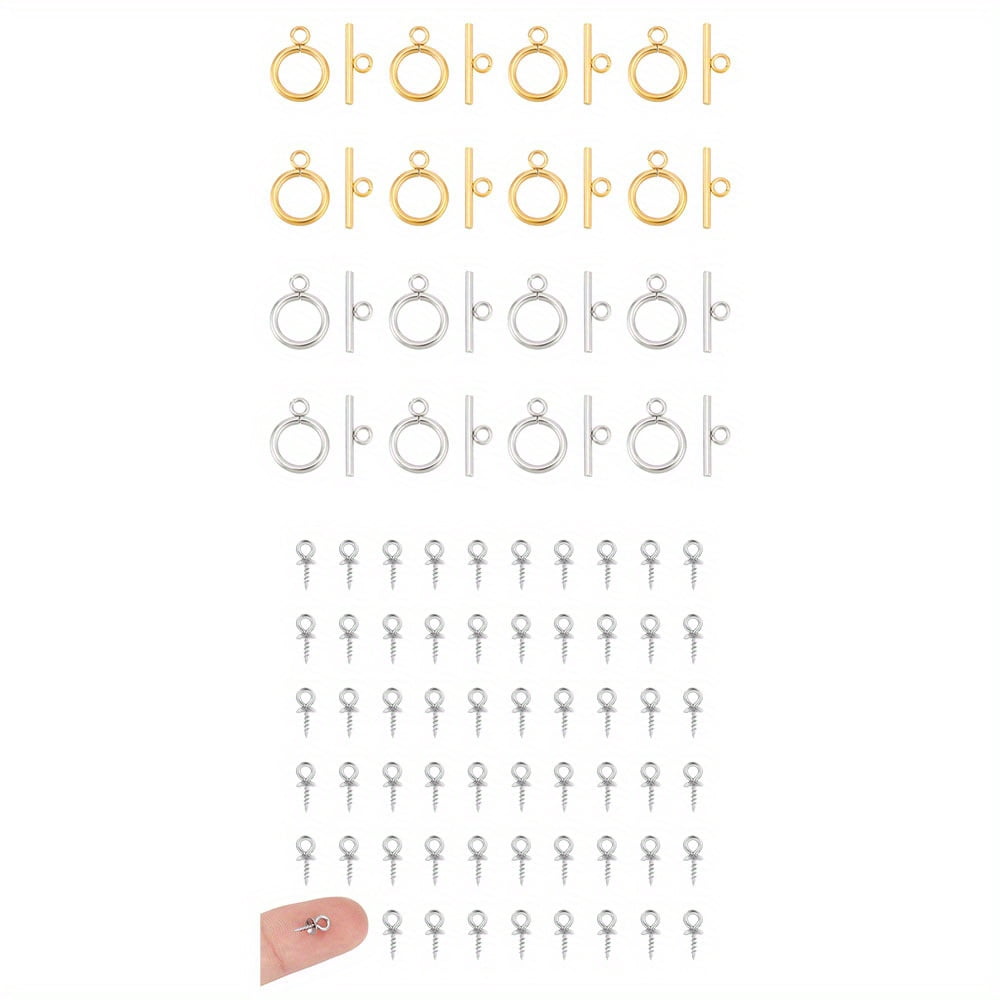 2boxes 10x4mm Stainless Steel Screw Eye Pin Peg Small Screw Eye Pins ...