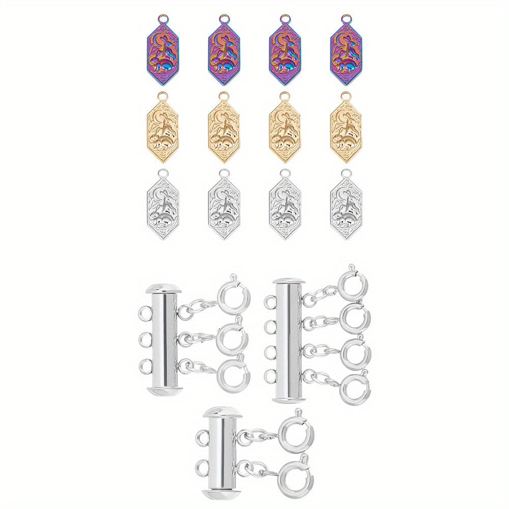 2boxes 304 Stainless Steel Slide Lock Clasps Peyote Clasps with Spring ...