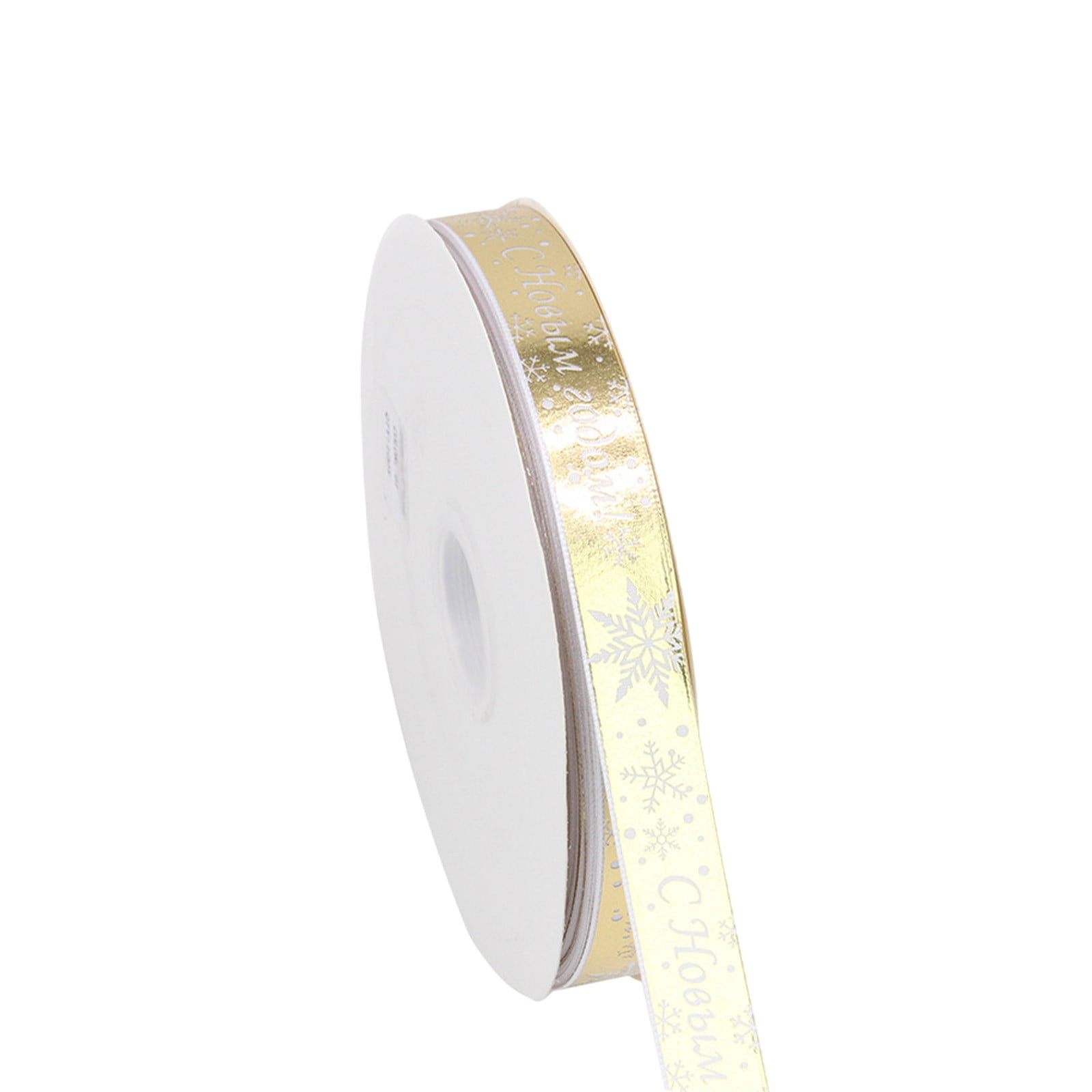2cm Christmas Ribbon with Gold Foil Snowflakes - Gift Wrapping Ribbon ...