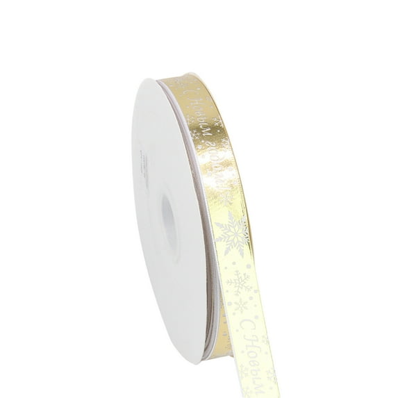 2cm Christmas Ribbon with Gold Foil Snowflakes - Gift Wrapping Ribbon ...