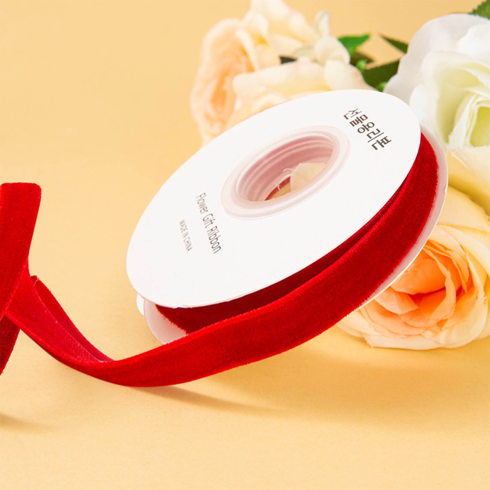 2cm Wide Red Velvet Ribbon with Wired Edges | 7 Yards Single Sided Gift ...