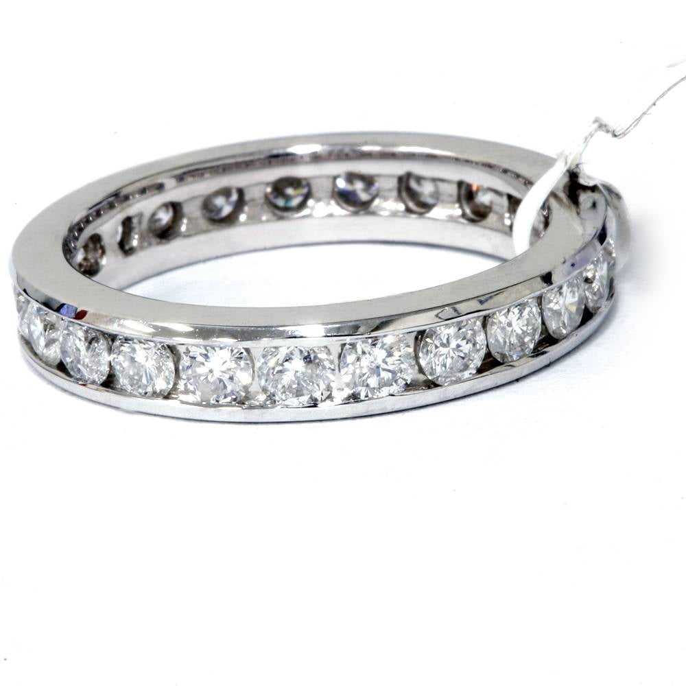 Pompeii3 2CT Channel Set Round Diamond Eternity Ring 14K White Gold (G ...