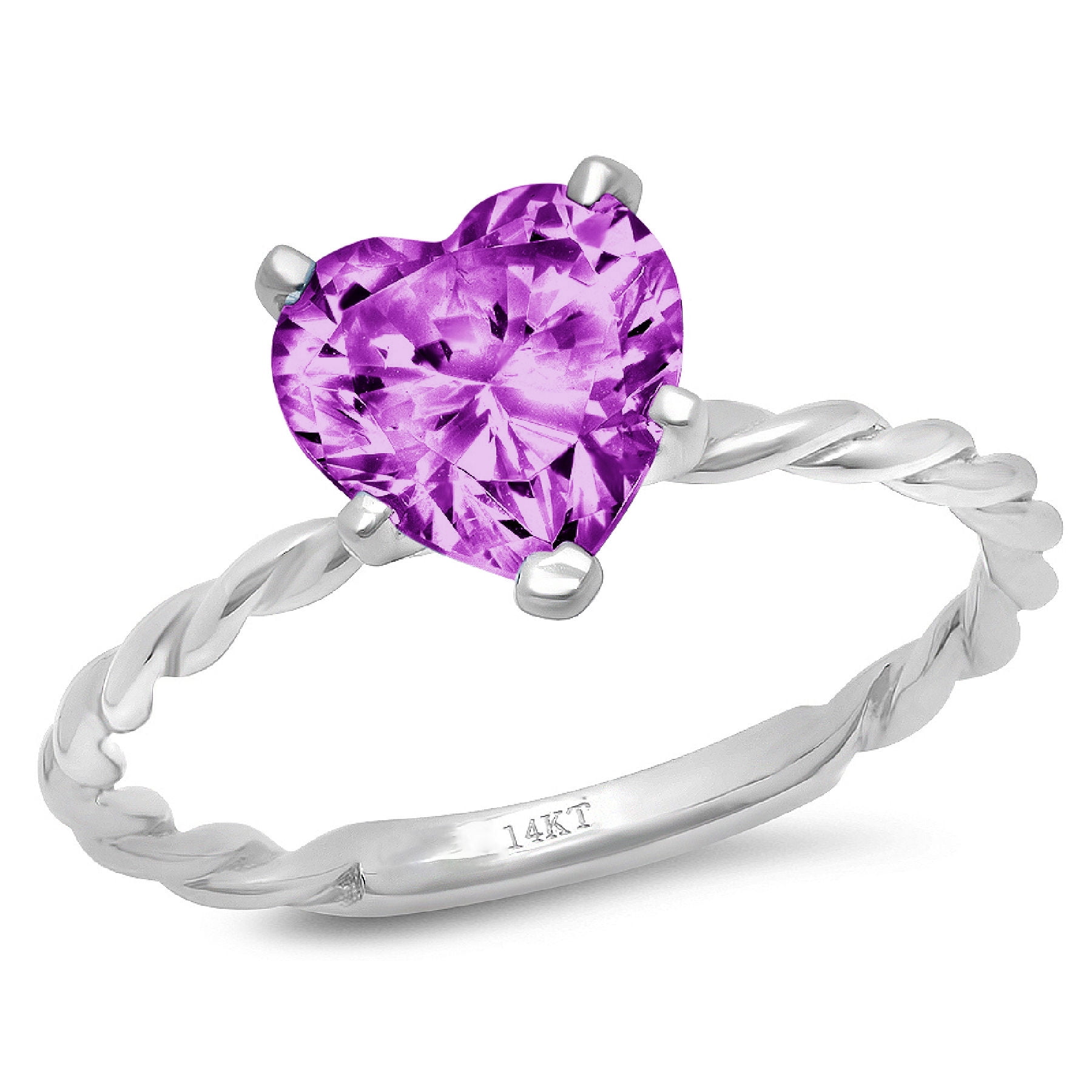2ct Heart cut - Solitaire - VVS1 Simulated Alexandrite - 18k White Gold ...