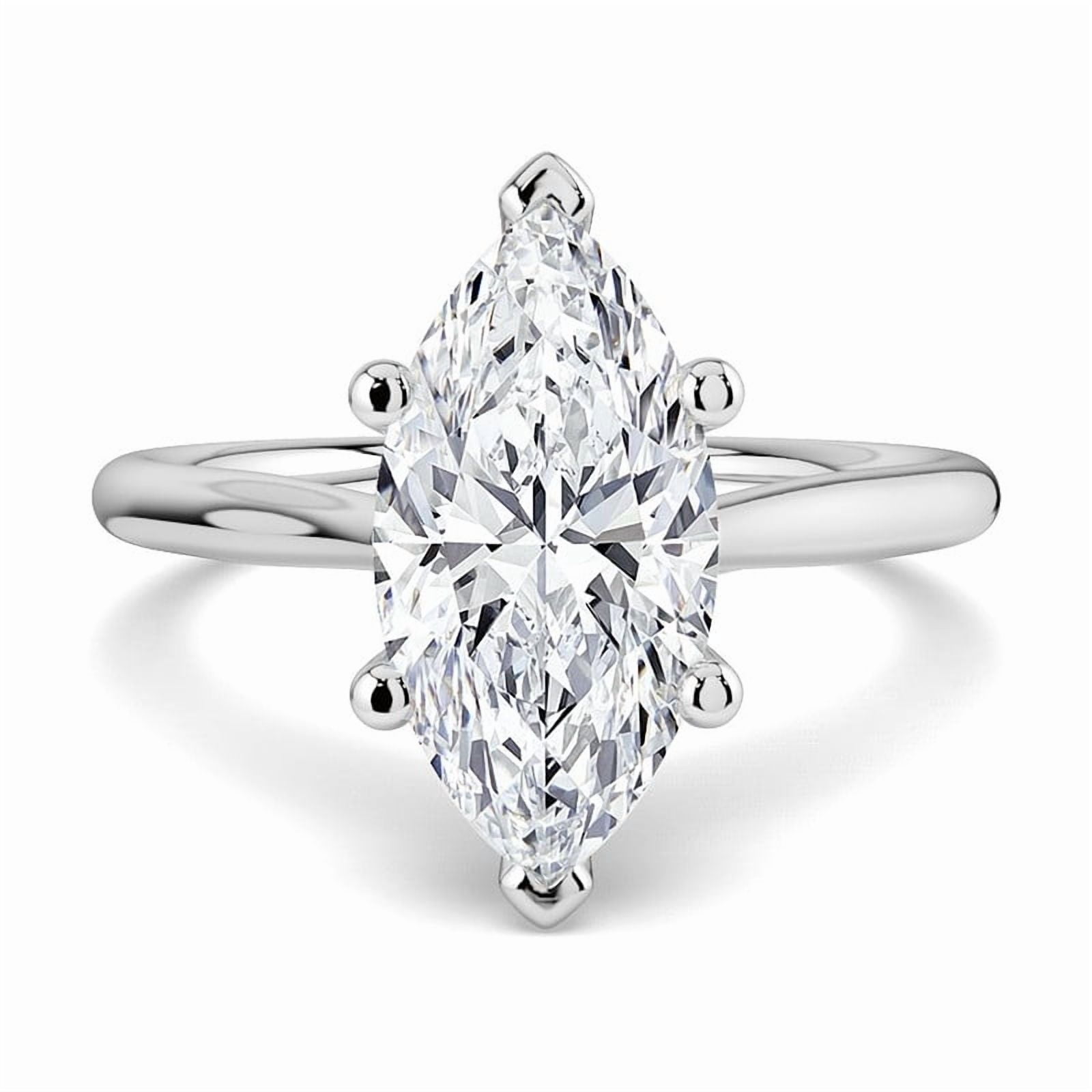 2ct Marquise Cut Solitaire Engagement Ring Lab Grown Diamond 925 Silver ...